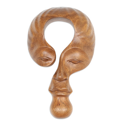 Question Mark Symbol-Shaped Wood Mask Hand-Carved in Bali - Questioning ...