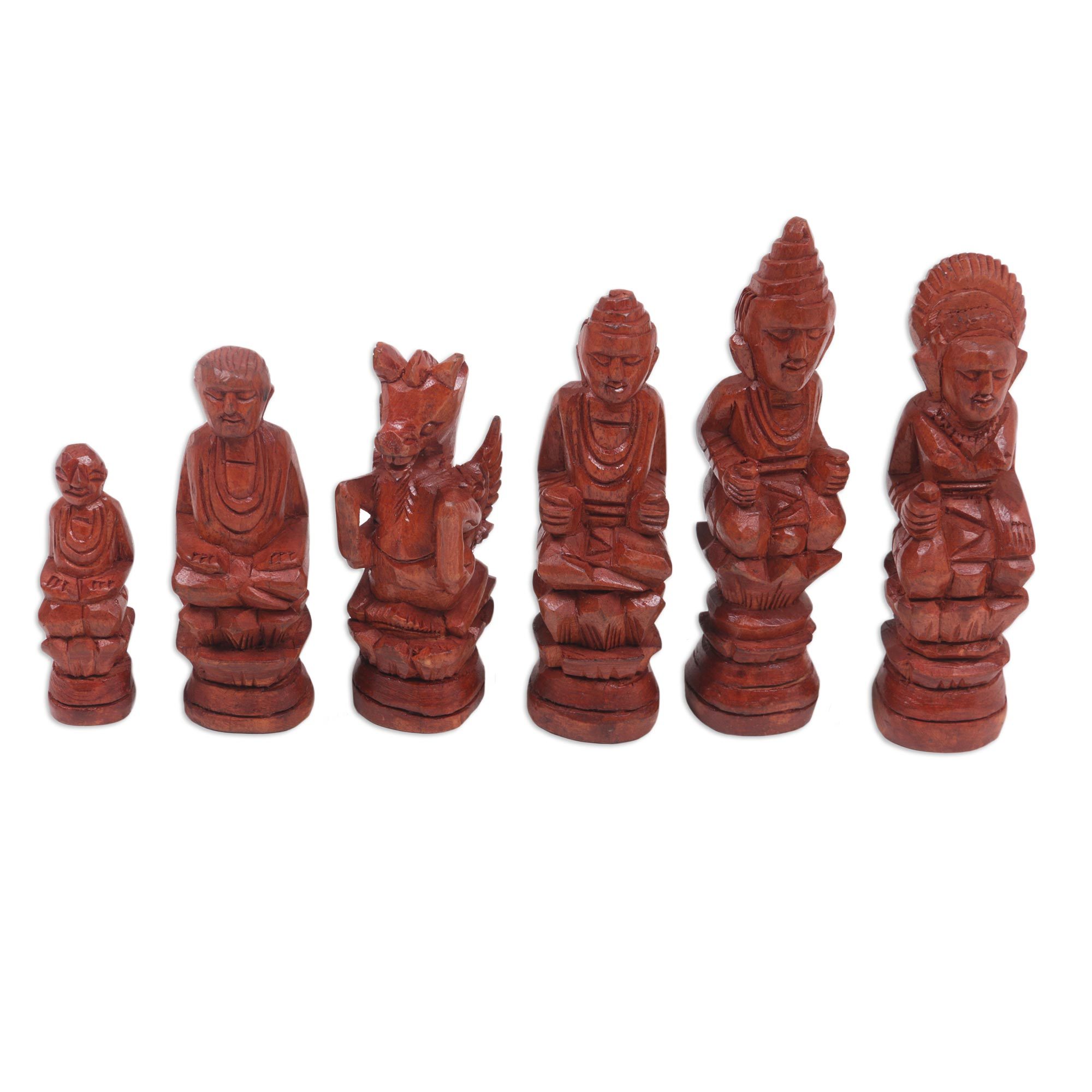 Hand Carved Buddha Chess Set - Buddha and Monks | NOVICA