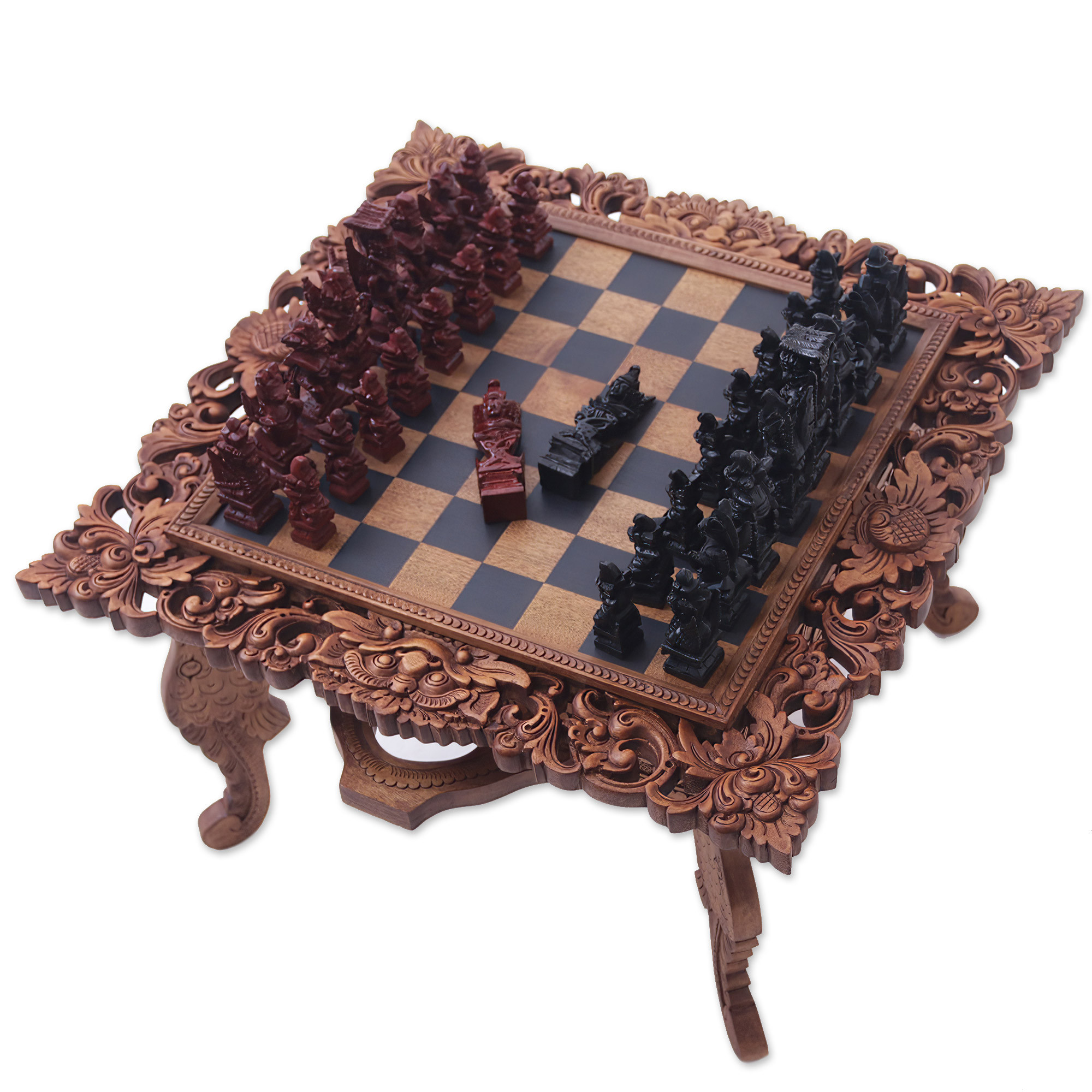 Religious Carved Chess Set - Rama | NOVICA