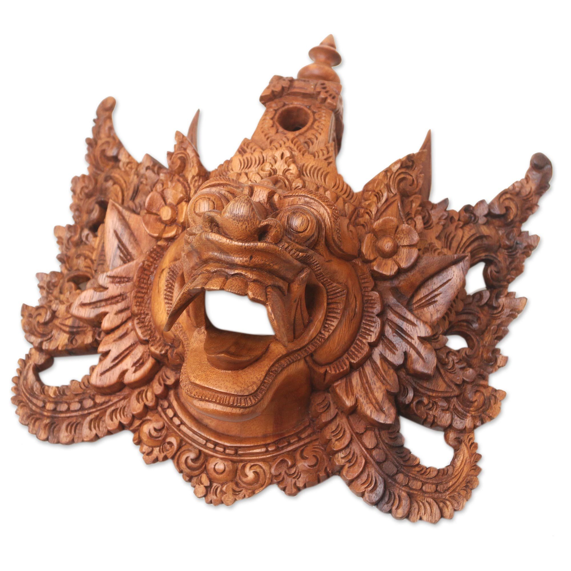 Bold Natural Wood Mask of the Balinese Monkey King - Epic Monkey King ...