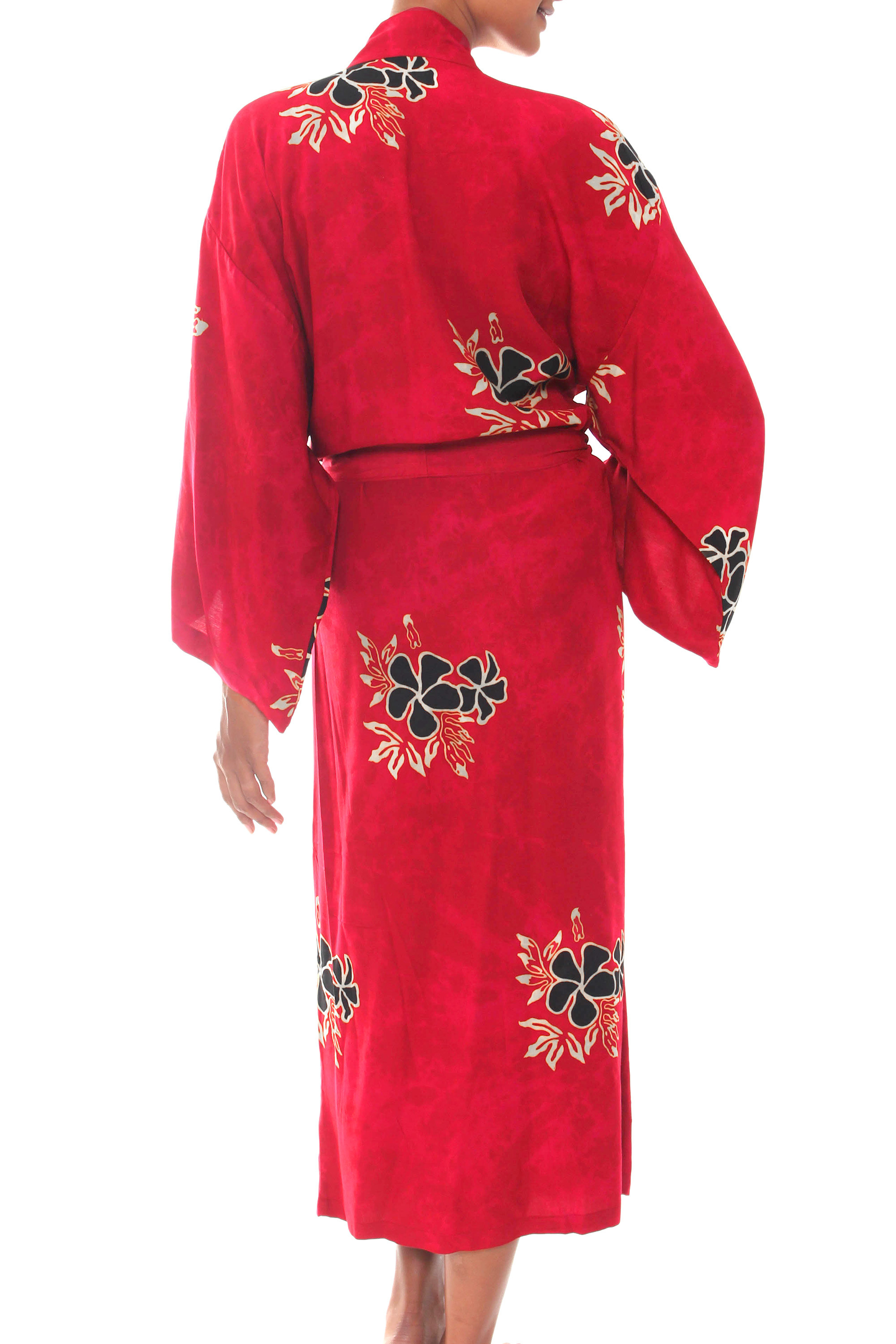 UNICEF Market | Handcrafted Indonesian Batik Robe - Tropical Blooms