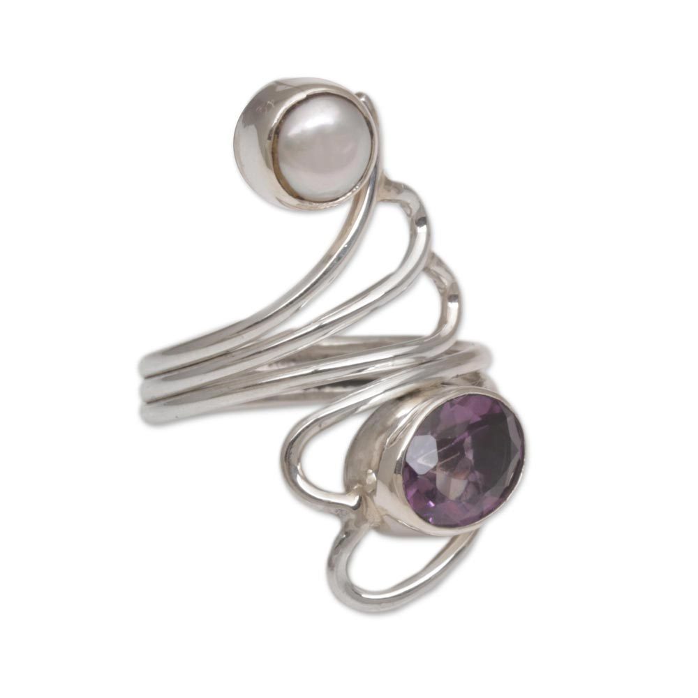UNICEF Market | Sterling Silver Bali and Java Amethyst and Pearl Ring ...