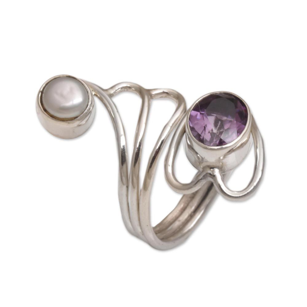 UNICEF Market | Sterling Silver Bali and Java Amethyst and Pearl Ring ...