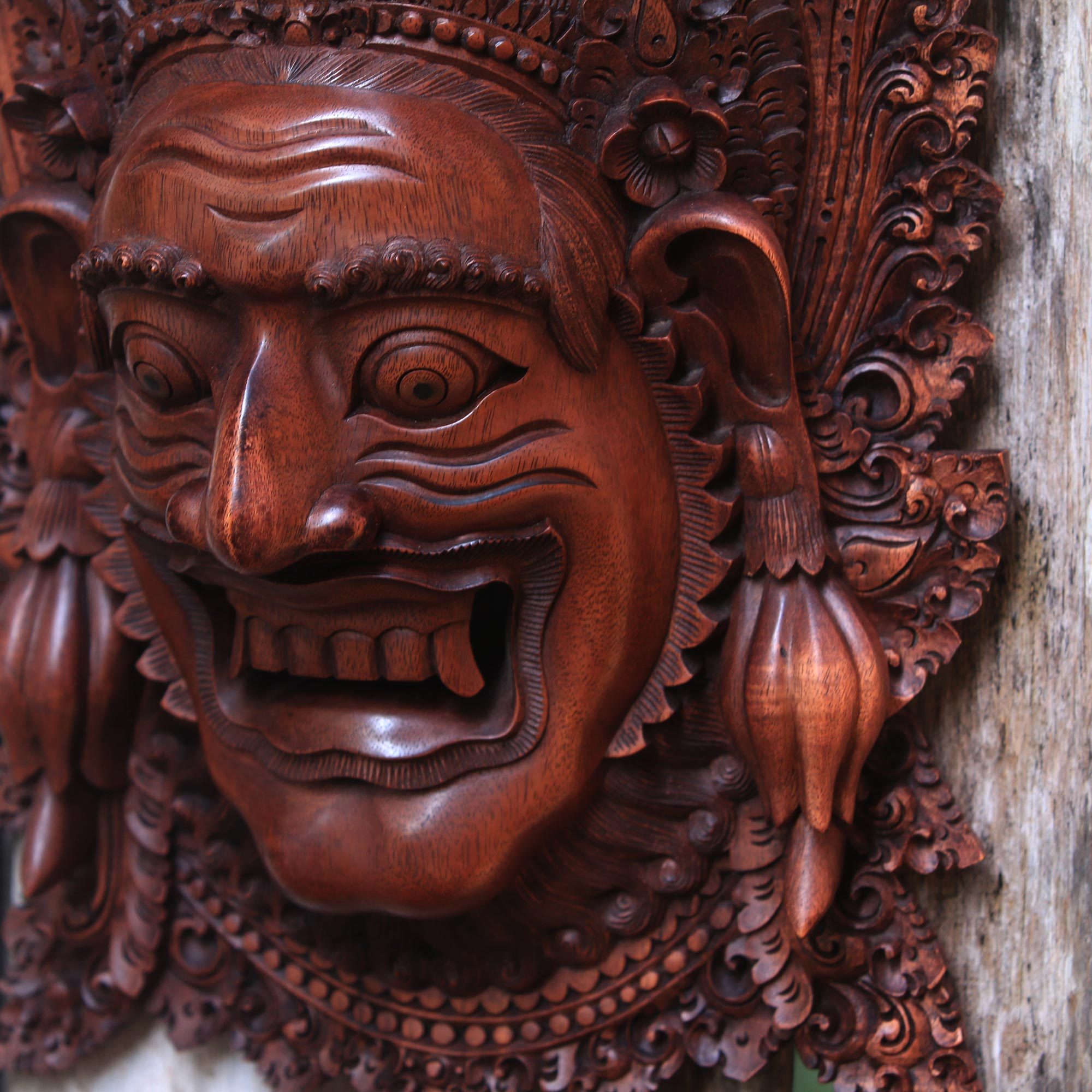 Cultural Wood Mask - Rahwana the Demon King | NOVICA