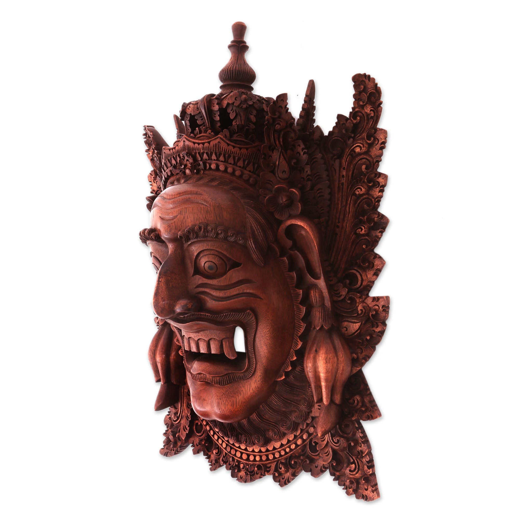 Cultural Wood Mask - Rahwana the Demon King | NOVICA