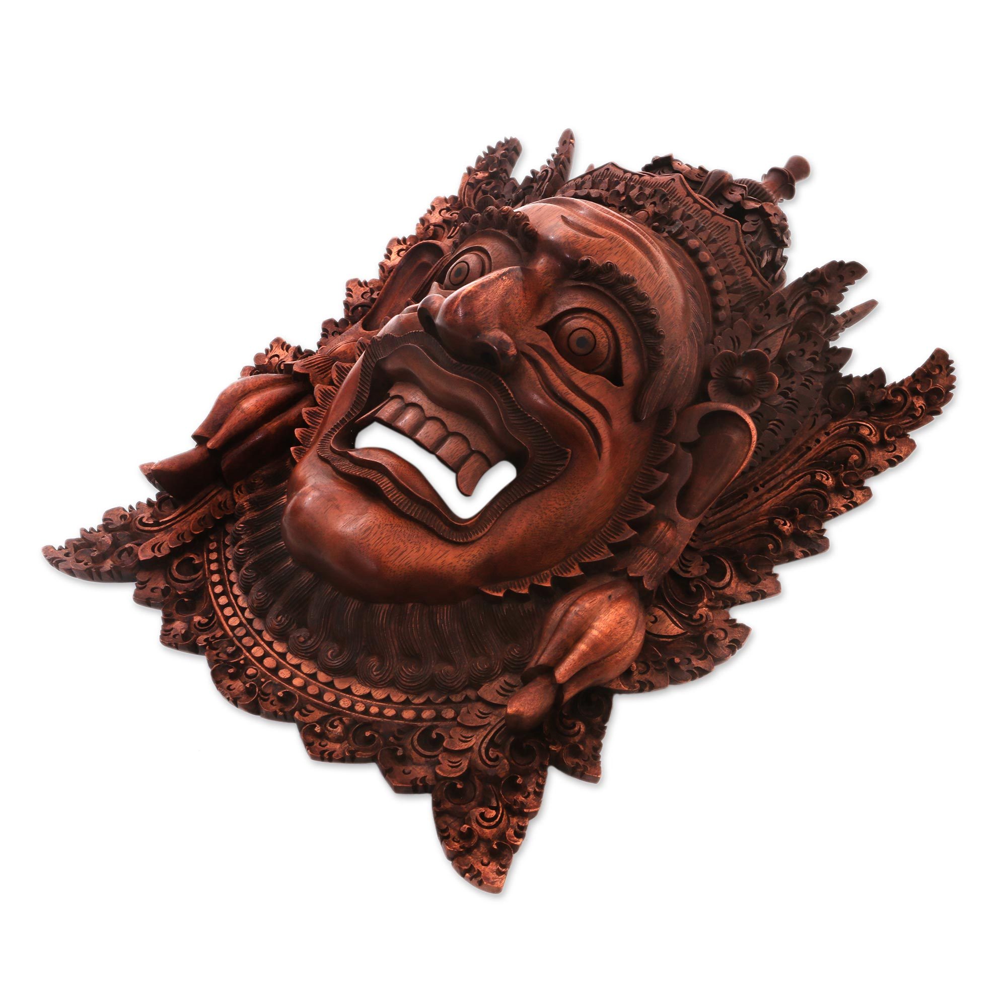 Cultural Wood Mask - Rahwana the Demon King | NOVICA