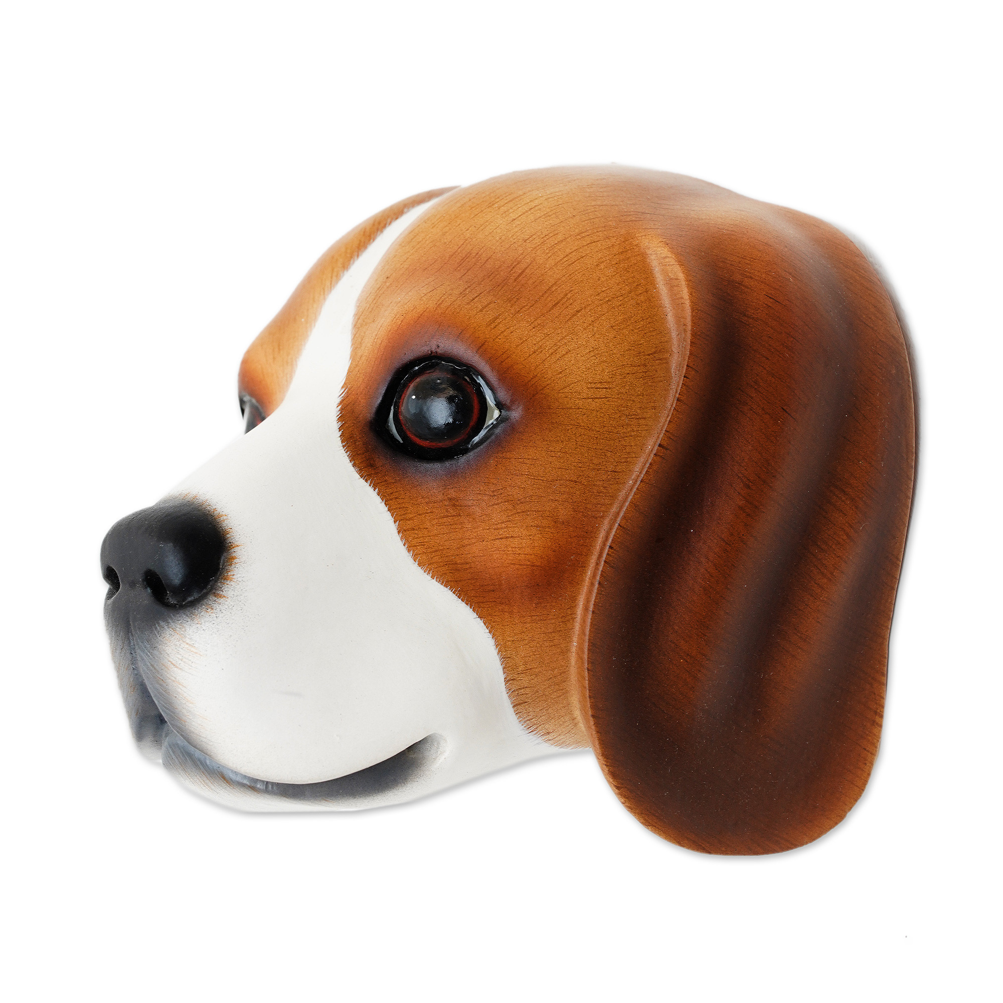 Hand-Carved Wood Beagle Mask from Indonesia - Sweet Brown Beagle | NOVICA