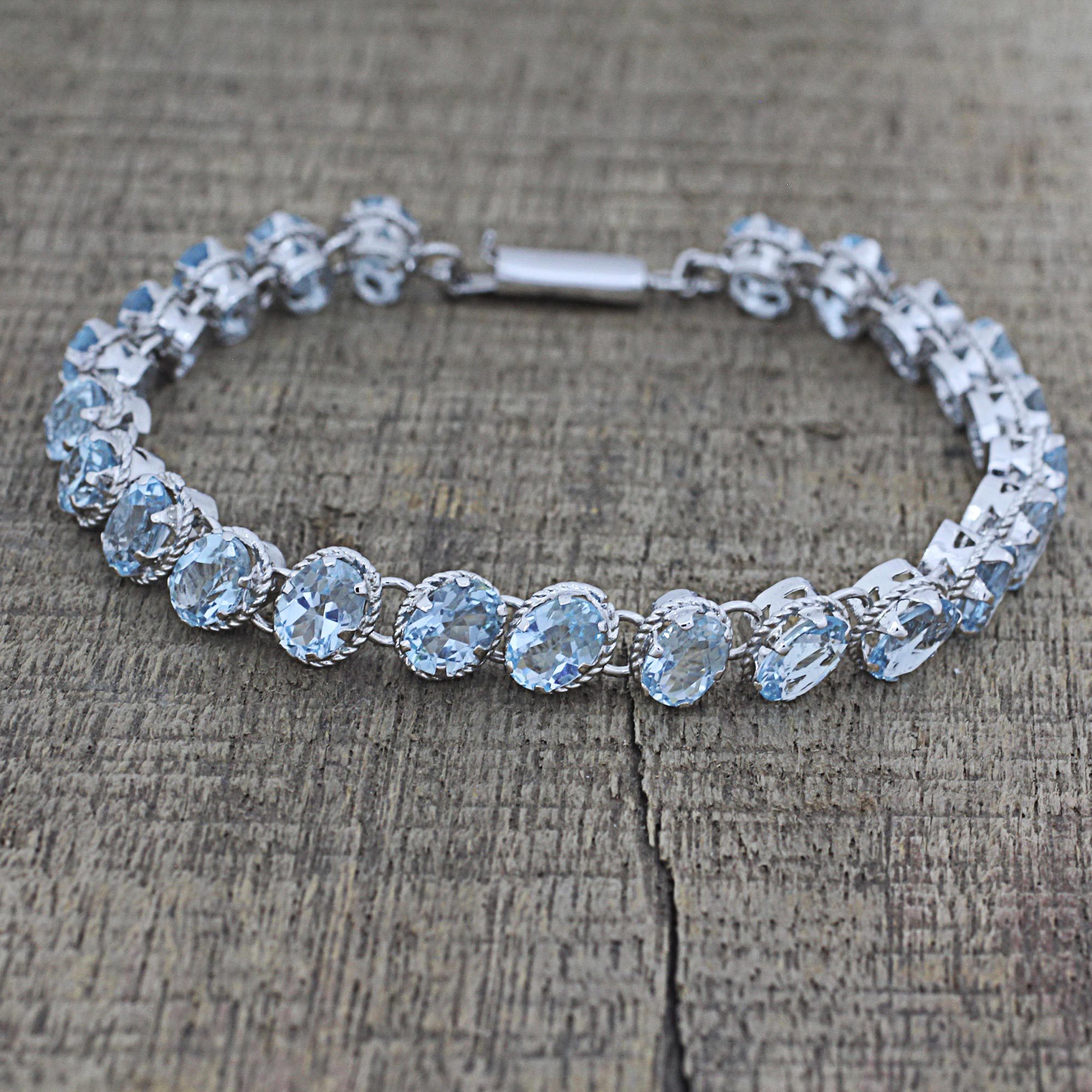 UNICEF Market | Blue Topaz and Sterling Silver Tennis Style Bracelet ...