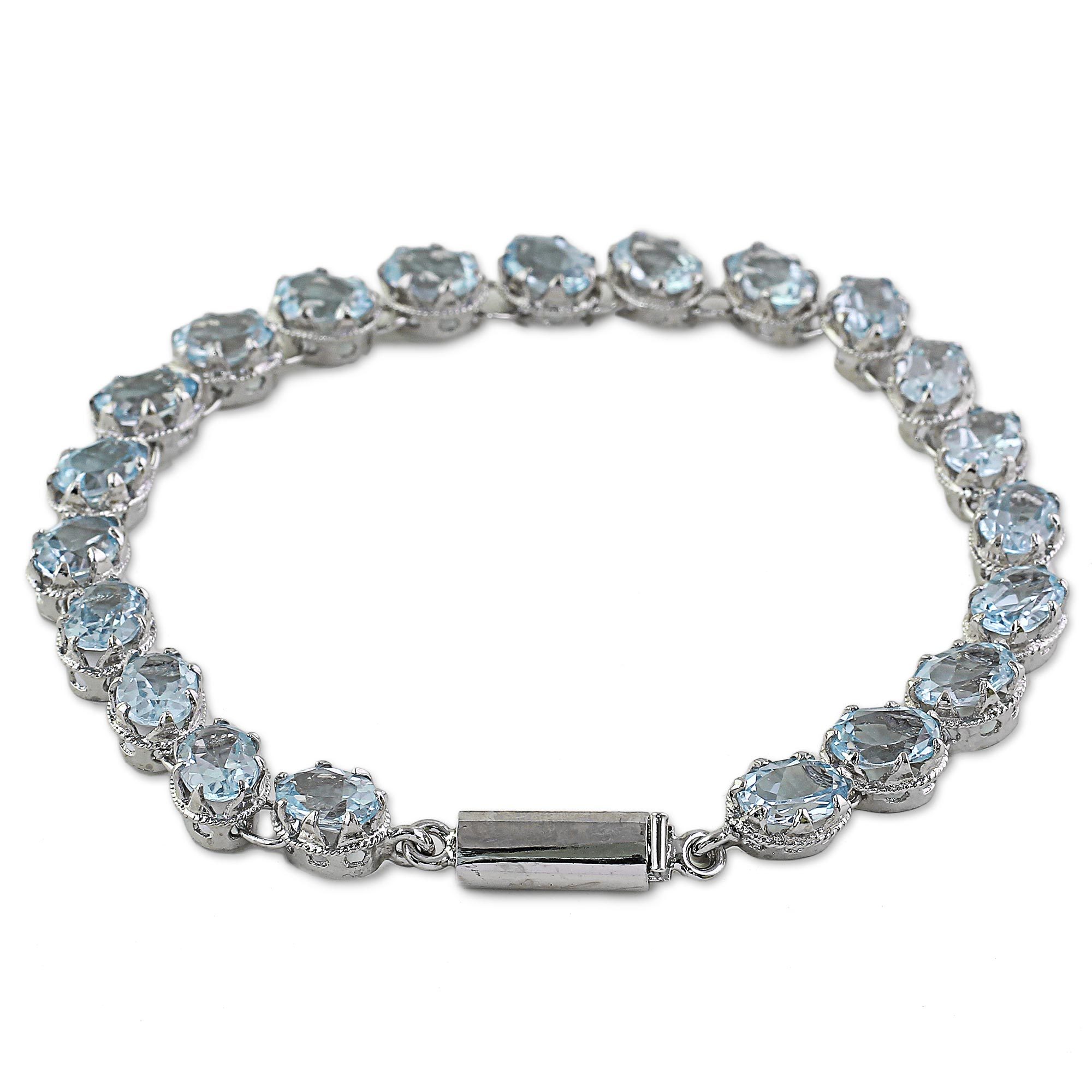 UNICEF Market | Blue Topaz and Sterling Silver Tennis Style Bracelet ...