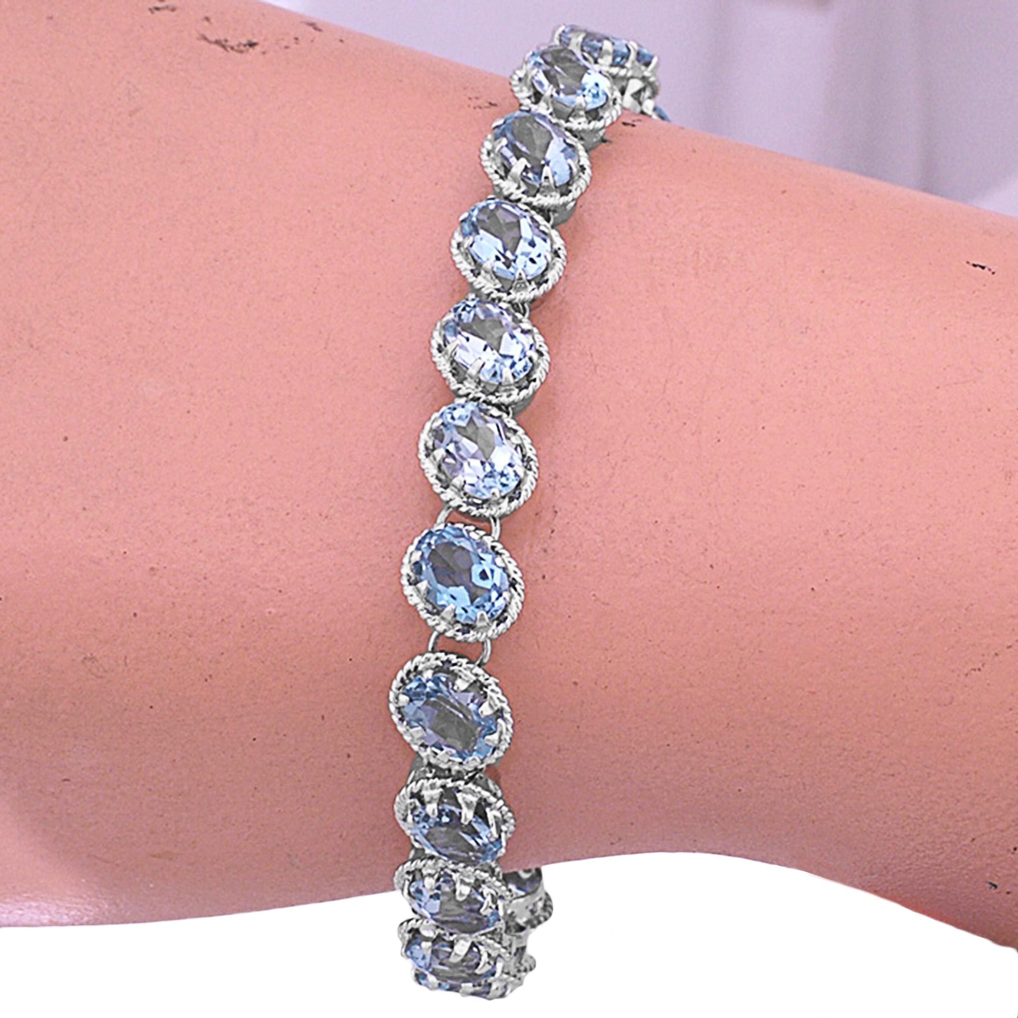 UNICEF Market | Blue Topaz and Sterling Silver Tennis Style Bracelet ...