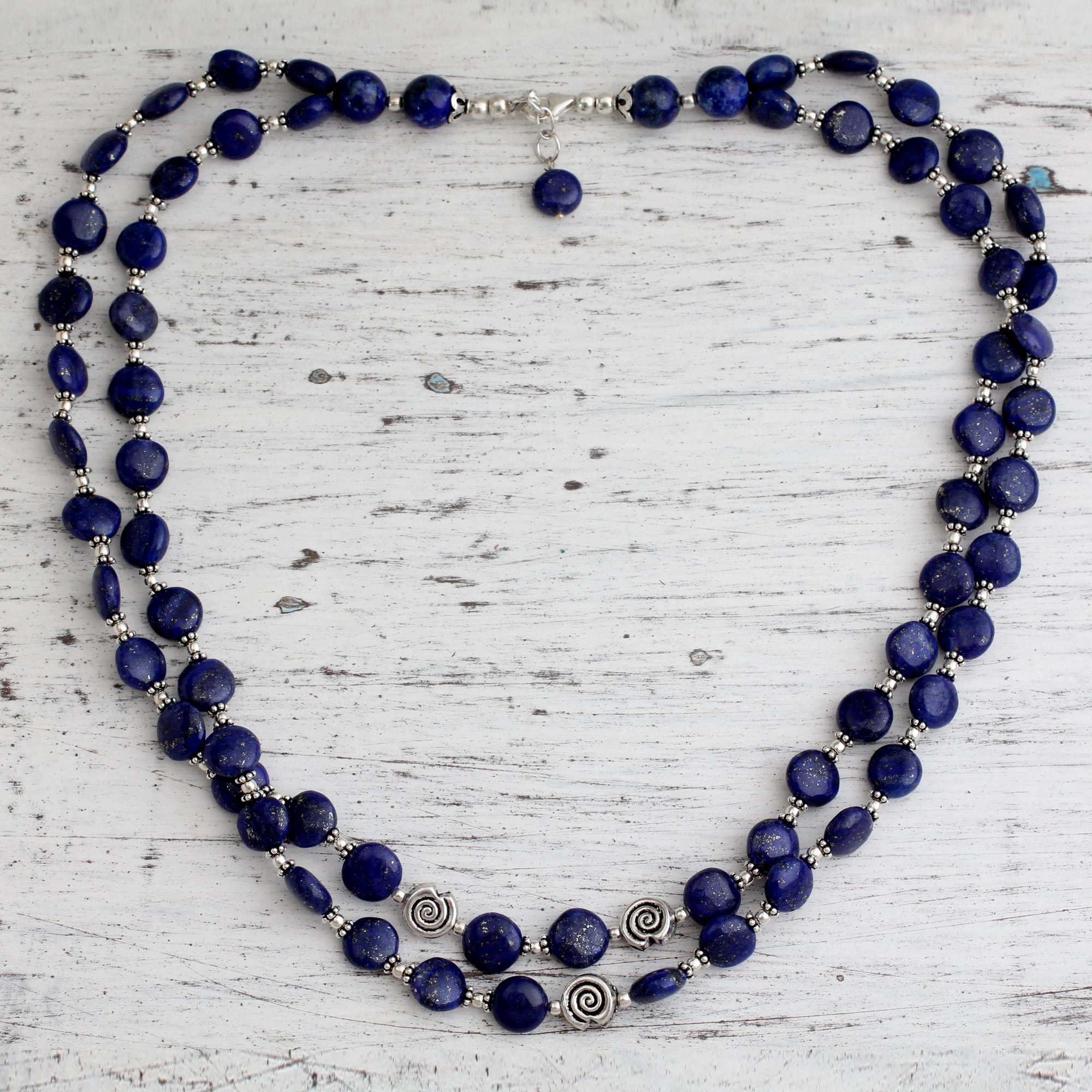 UNICEF Market | Beaded Lapis Lazuli Necklace - Night Vortex