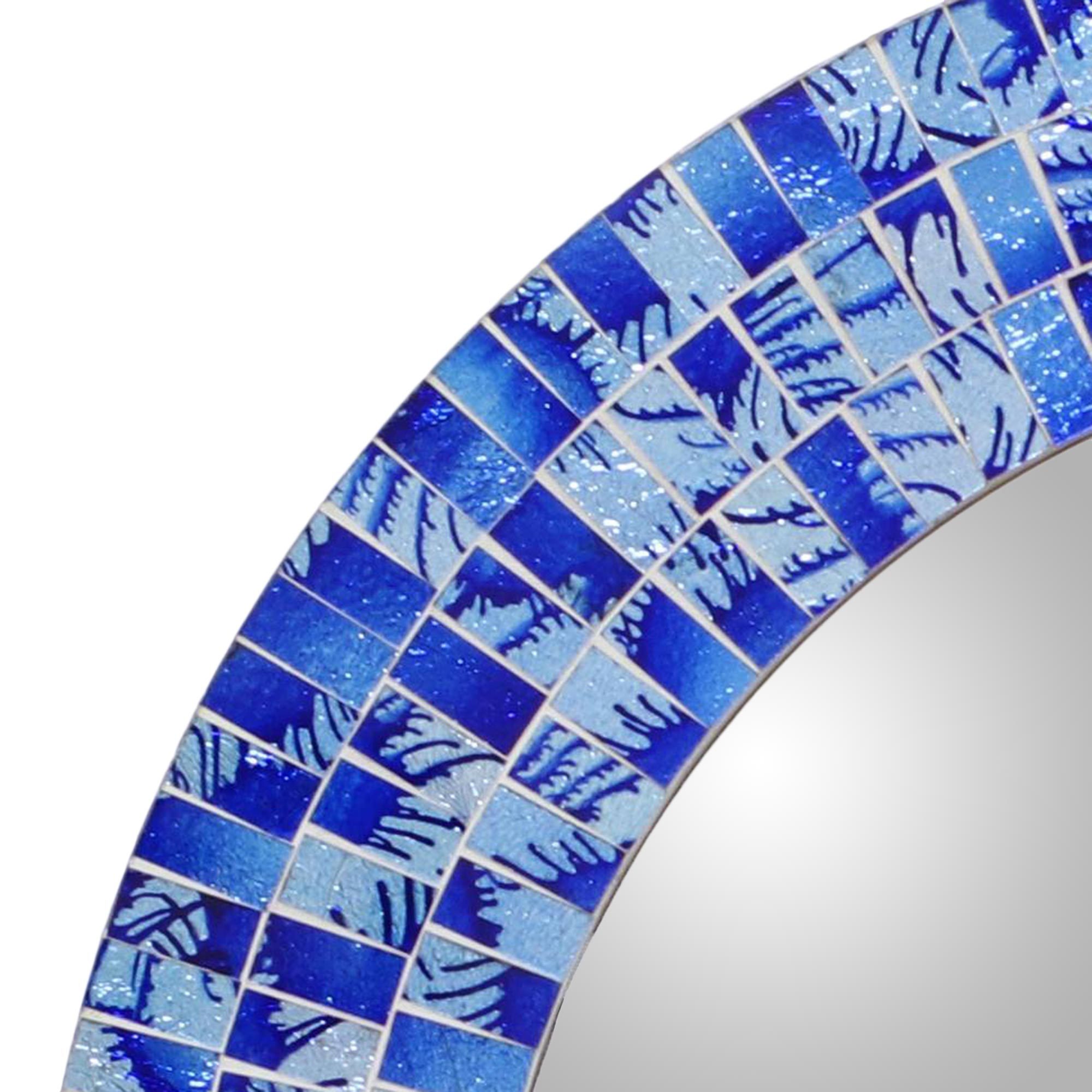 UNICEF Market | Handcrafted Glass Tile Round Wall Mirror - Tropical Fusion