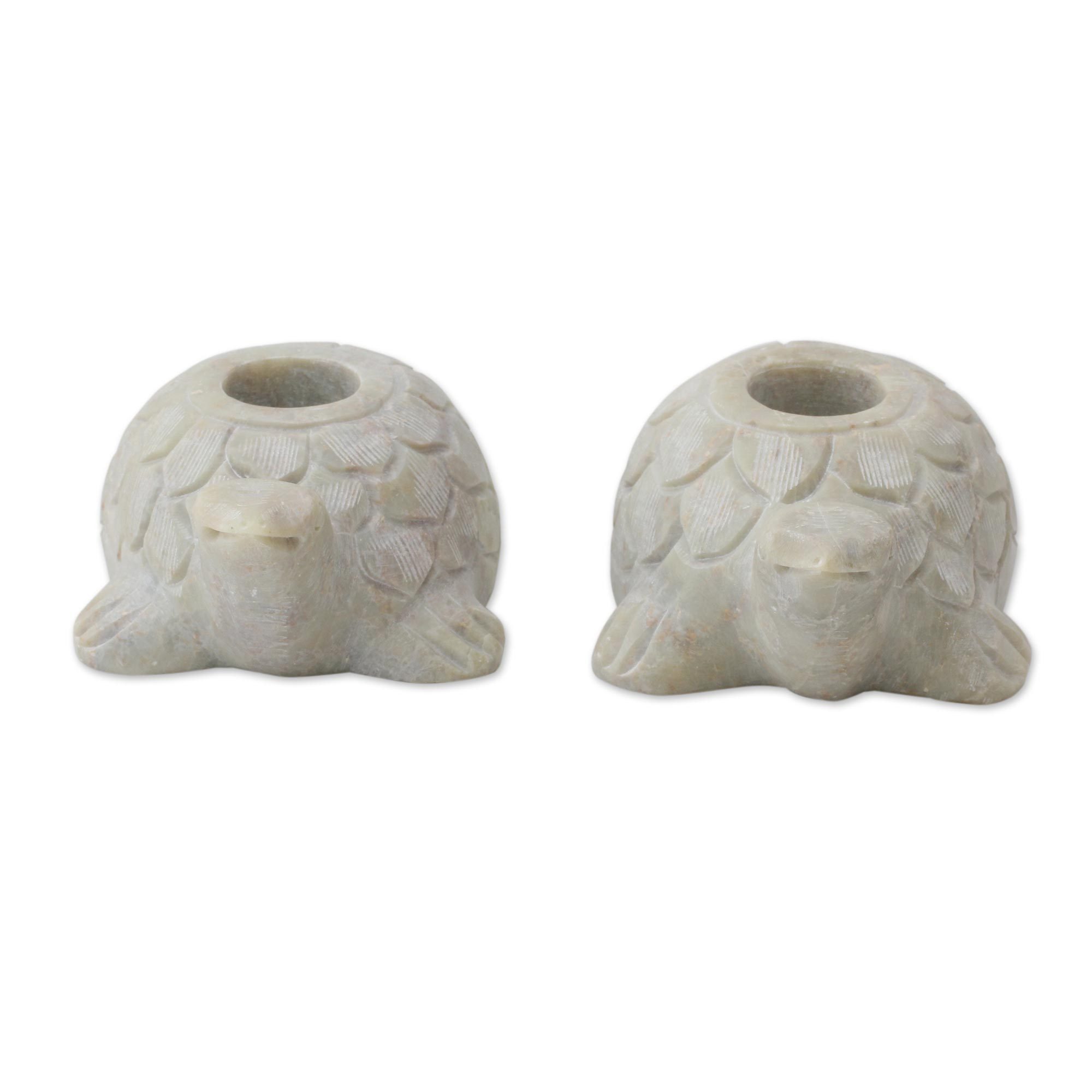 Turtle Candle Holders Hand Carved from Soapstone (Pair) - Turtle ...