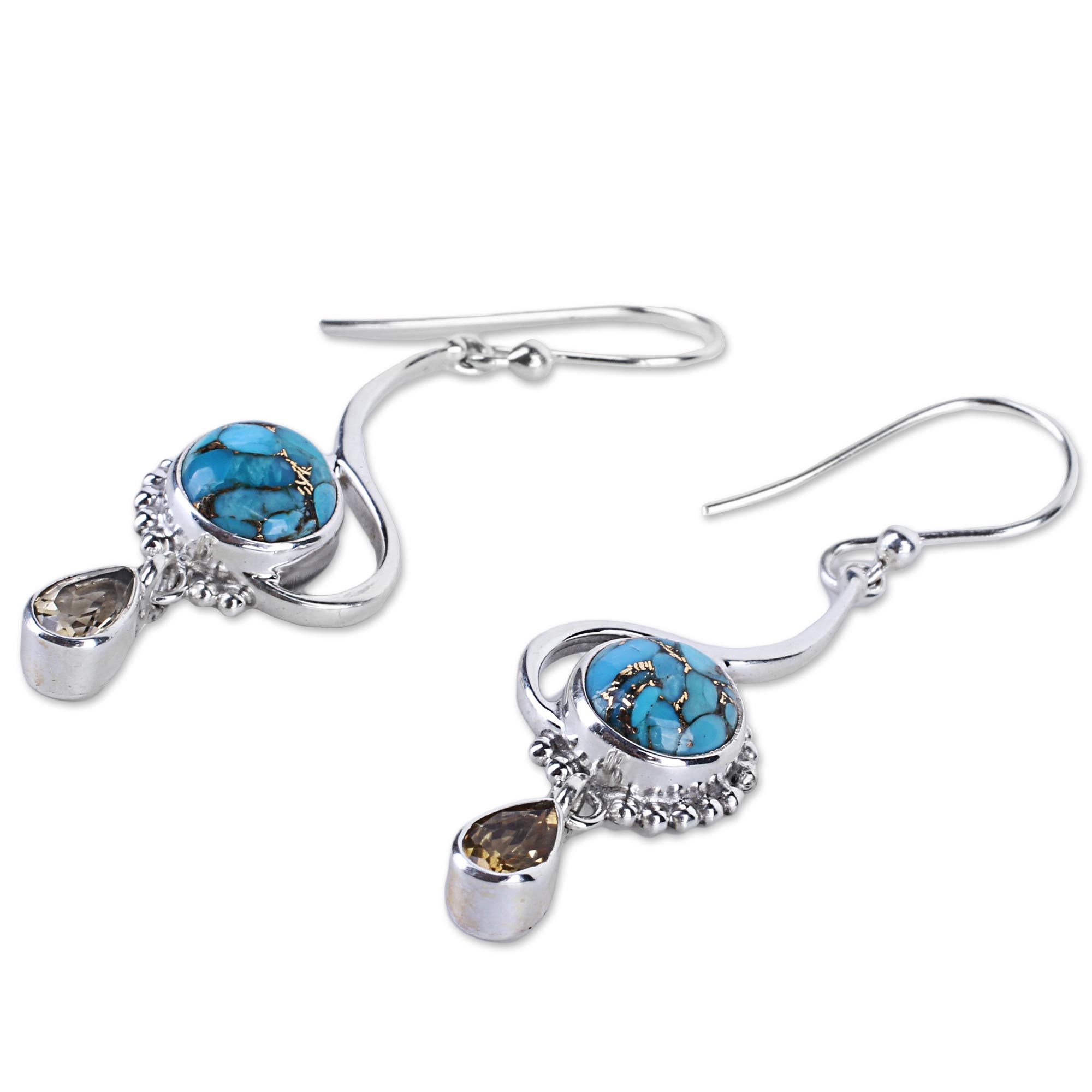 Sterling Silver Composite Turquoise Dangle Earrings India - Sunny ...