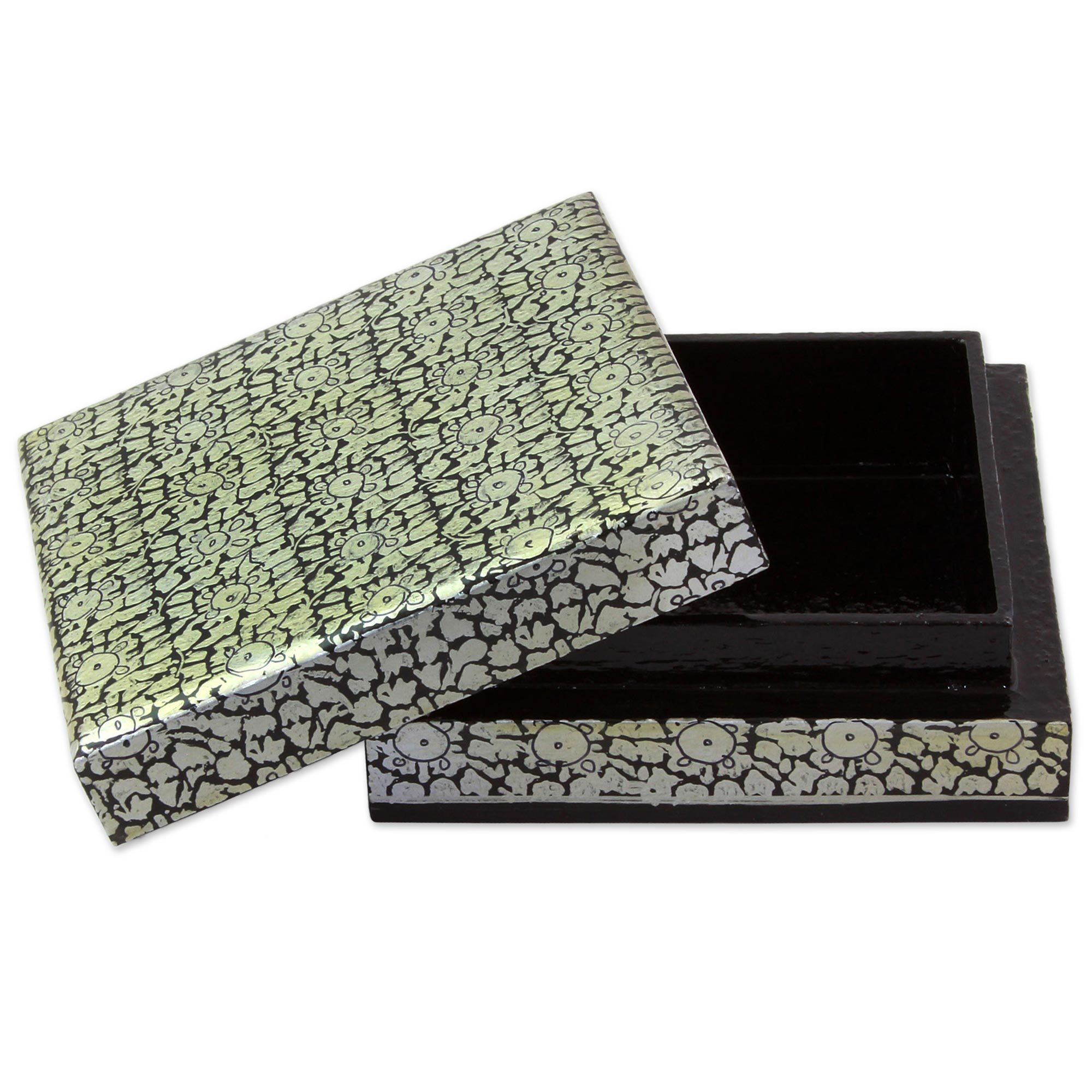 Artisan Crafted Floral Motif Weeping Willow Wood Box - Silver Bloom ...