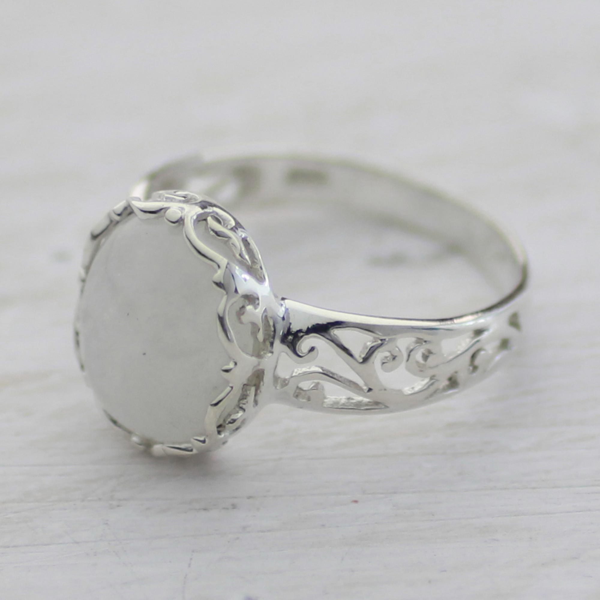 UNICEF Market | Rainbow Moonstone and 925 Silver Indian Jali Cocktail ...