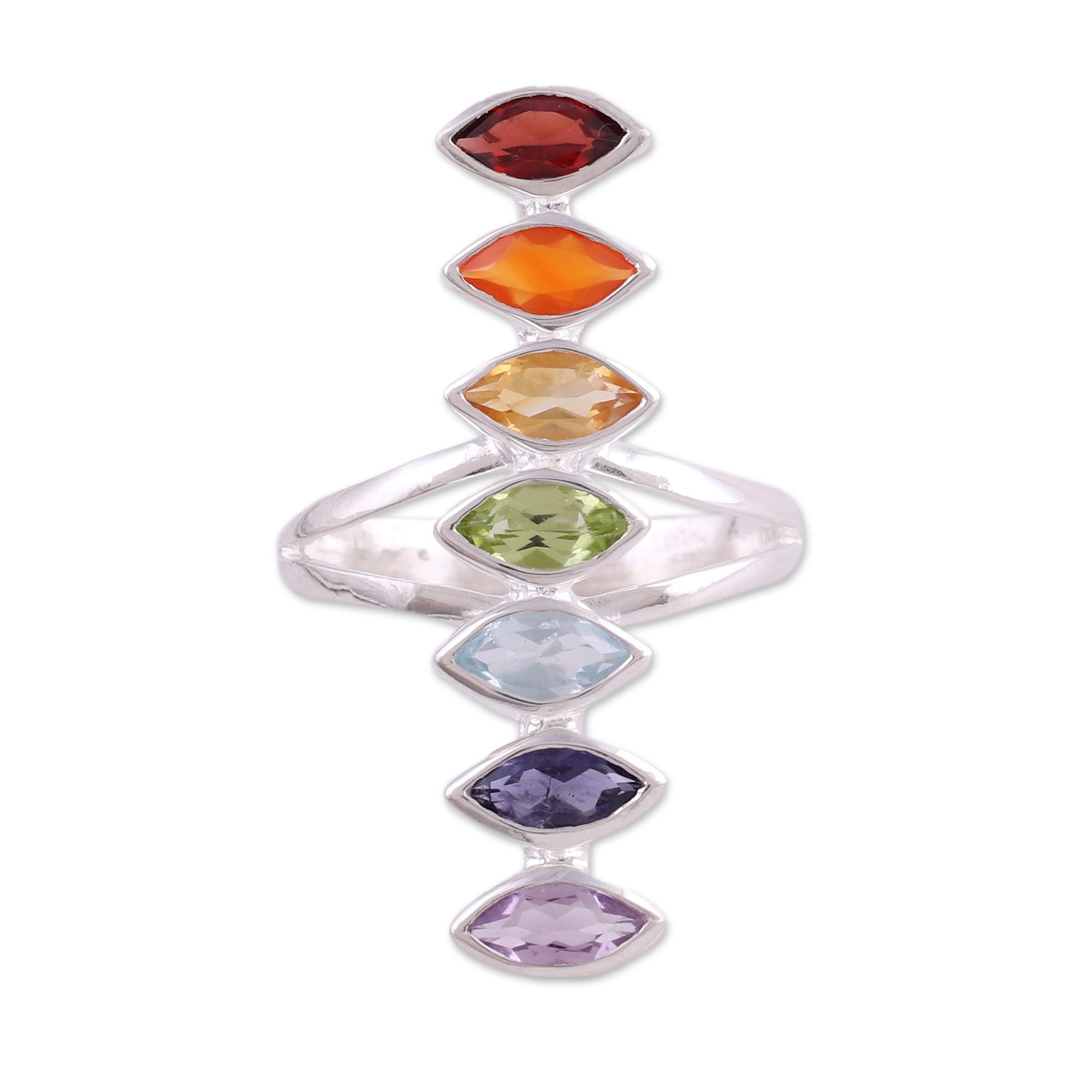 UNICEF Market | Multi-Gemstone Chakra Cocktail Ring Handmade in India ...
