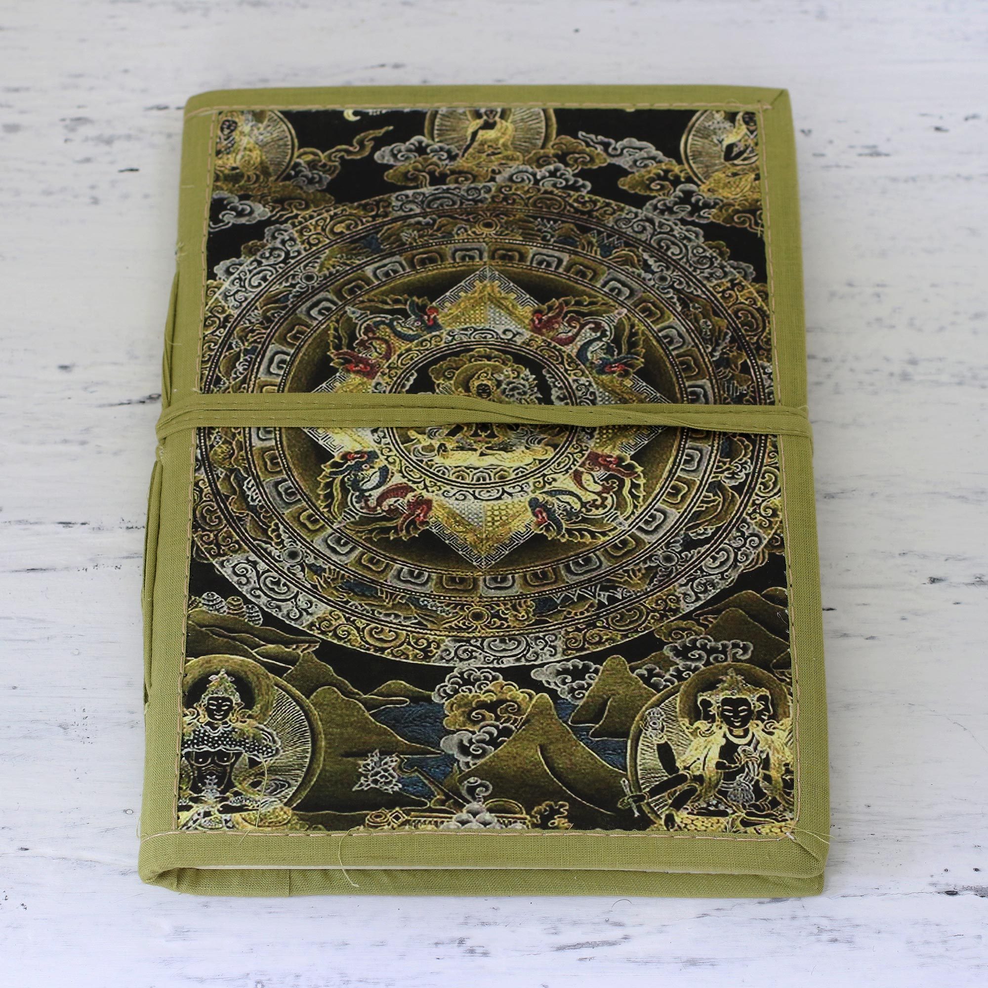 Buddha Motif Cotton and Handmade paper Journal - Peaceful Journey | NOVICA