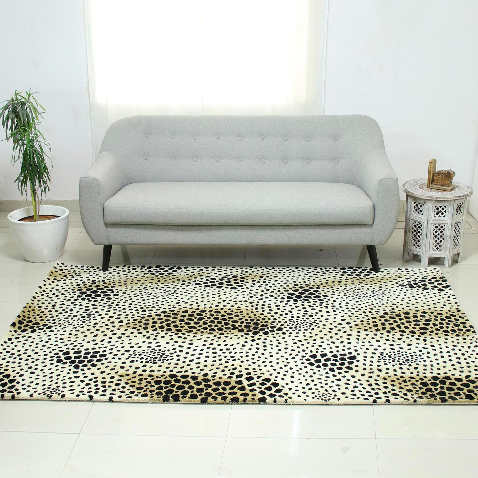 Black Brown and Beige Leopard Hand Tufted Wool Area Rug - Leopard Love ...