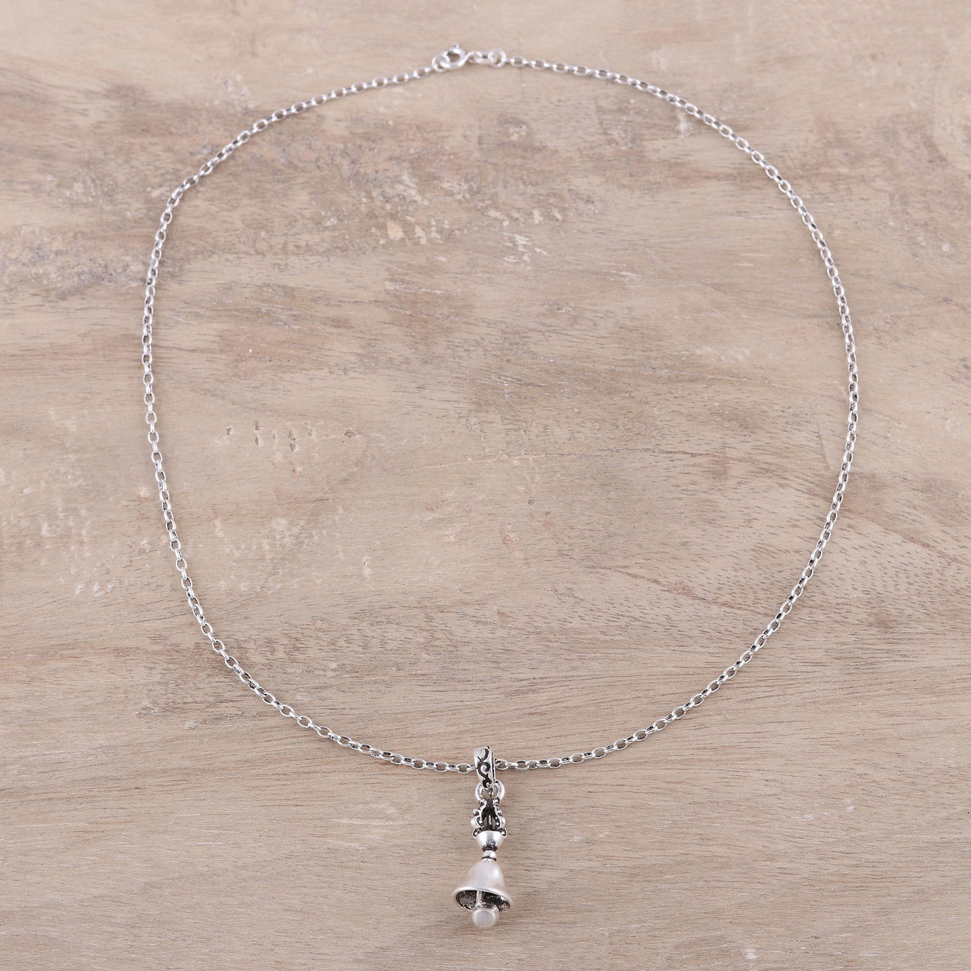 Sterling Silver Bell Pendant Necklace from India - Holy Bell | NOVICA
