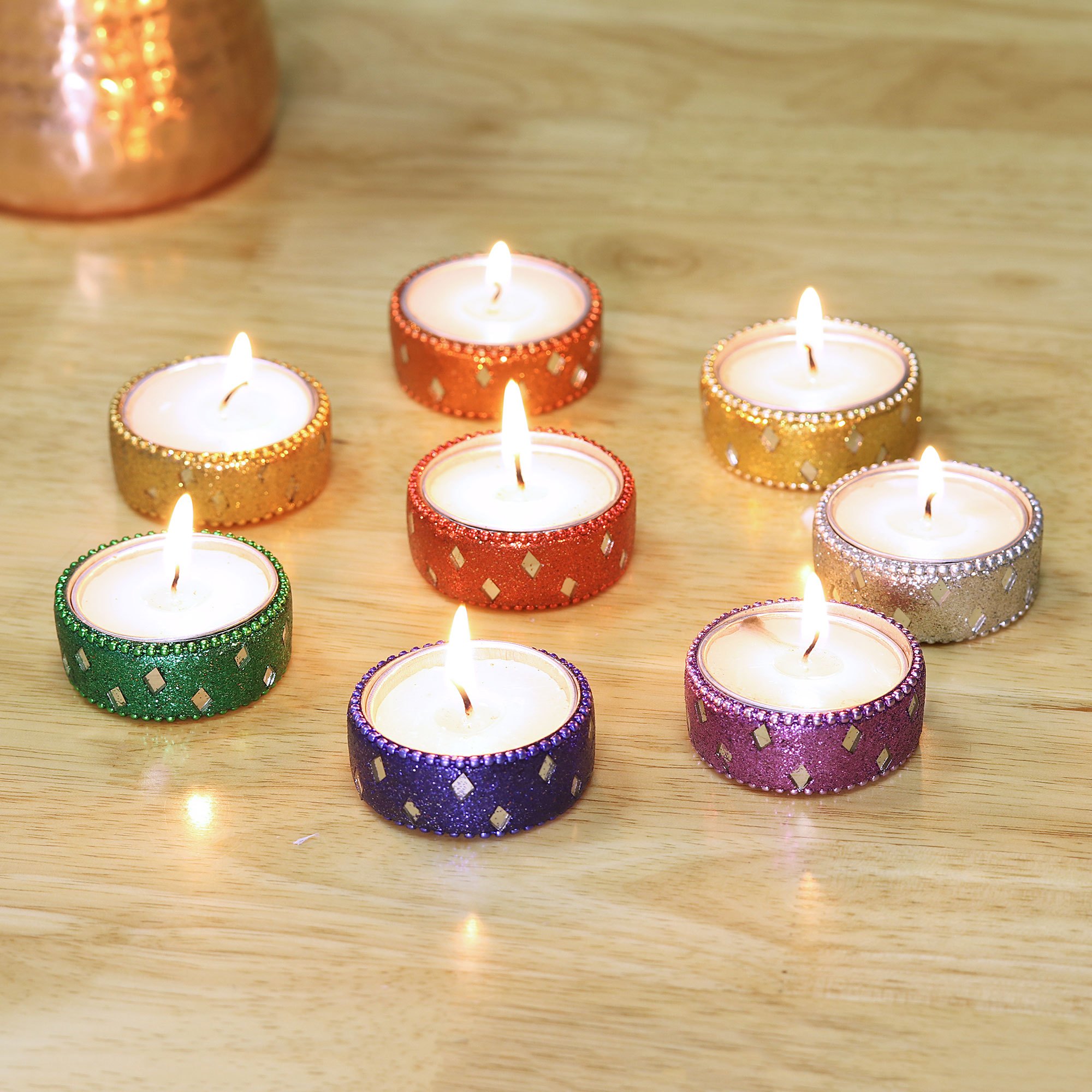 UNICEF Market | Sparkling Assorted Colors Resin-Coated Tea Lights (Set ...