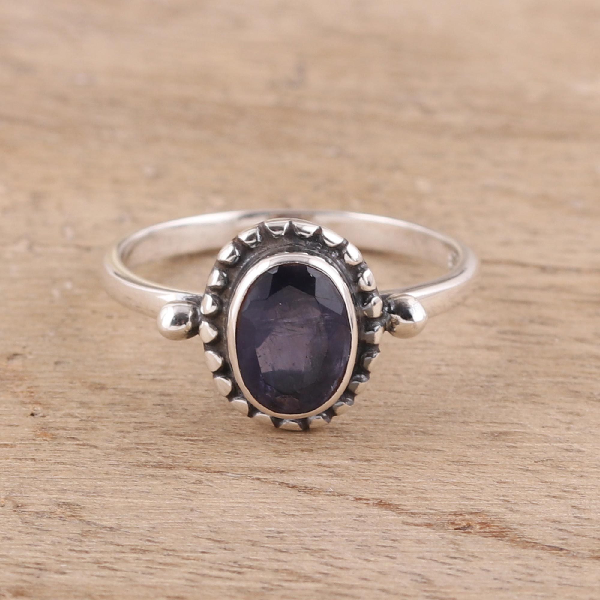 Iolite Cocktail Ring Crafted in India - Magical Gem | NOVICA