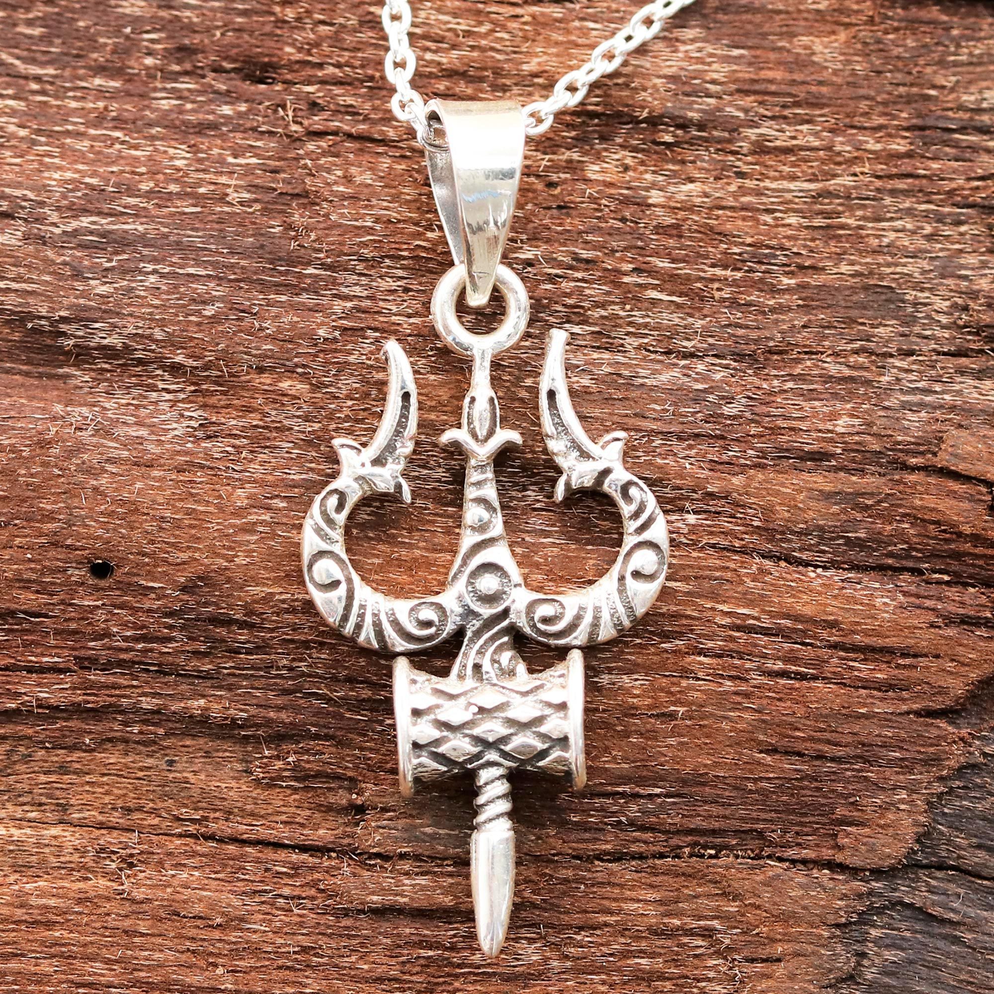 Sterling Silver Pendant Necklace Depicting Shiva's Trident - Shiva's ...