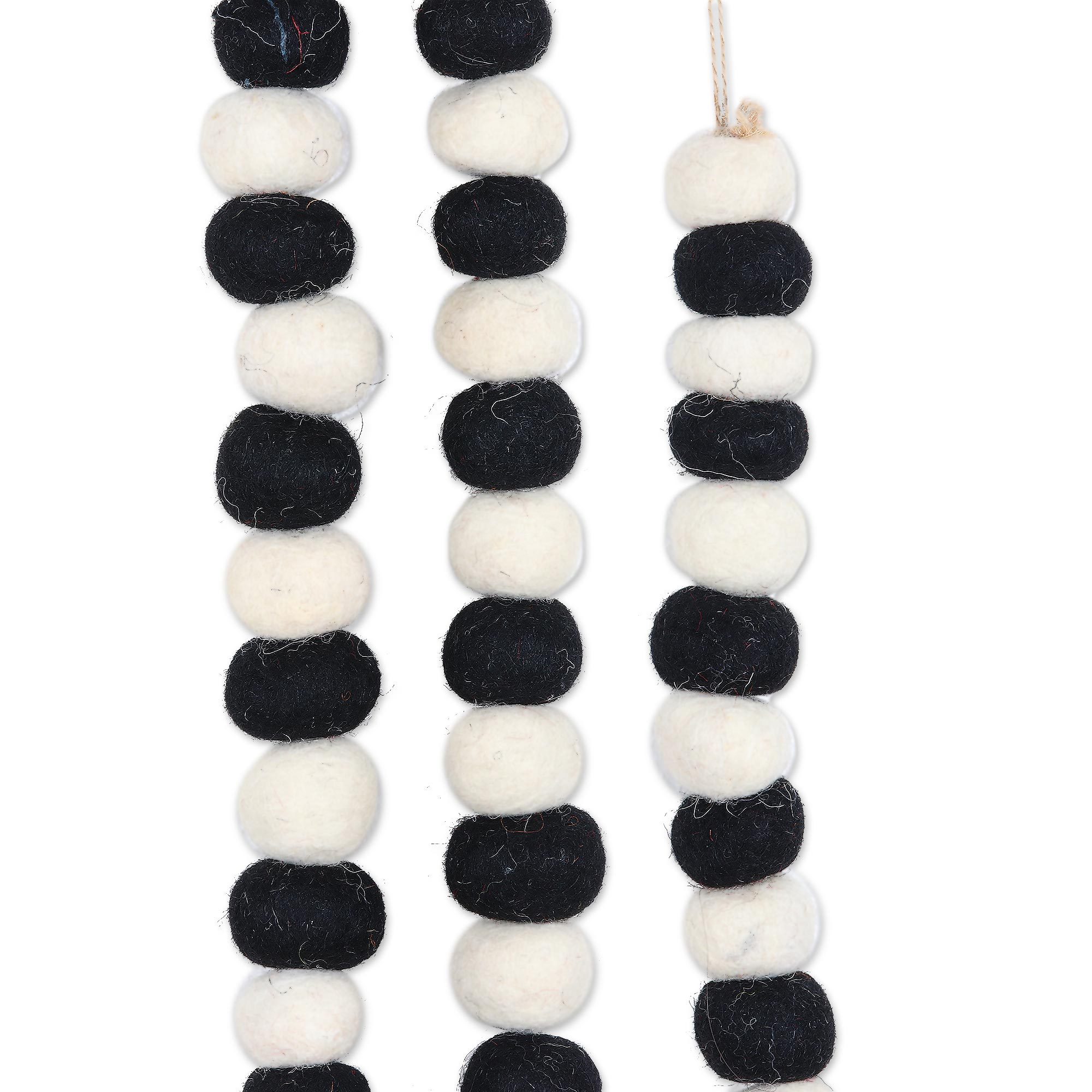 Black and Ivory Wool Felt Garland from India - Sophisticated Strand ...