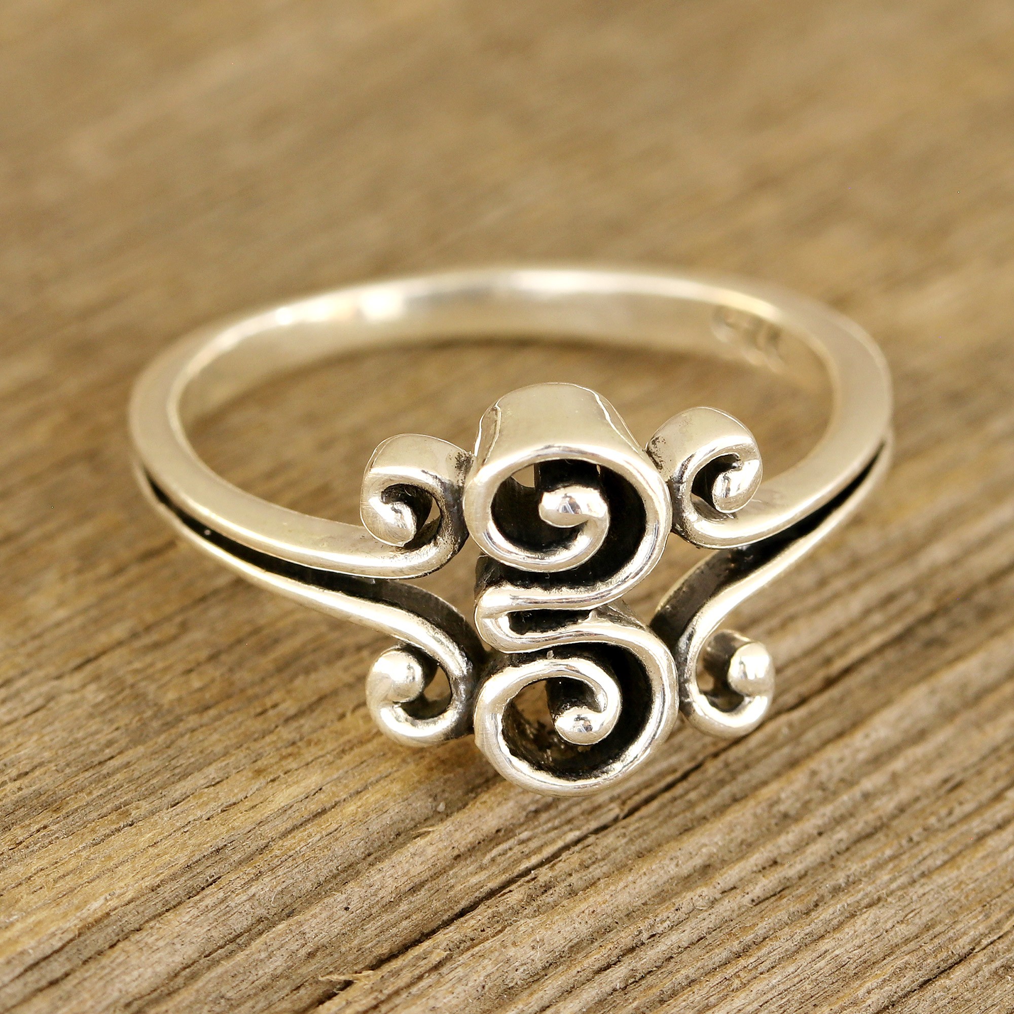 UNICEF Market | Curl Motif Sterling Silver Band Ring from India ...