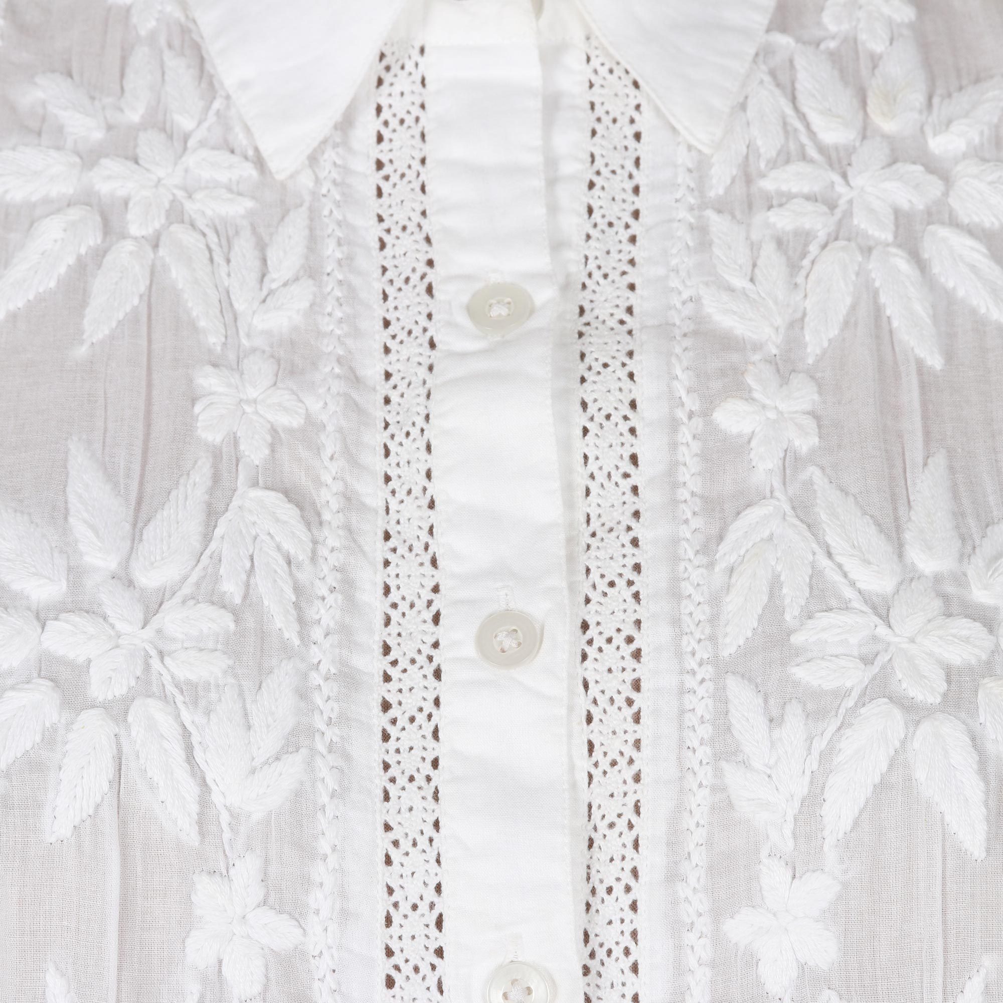 UNICEF Market | Chikankari Embroidered White Button Front Blouse ...