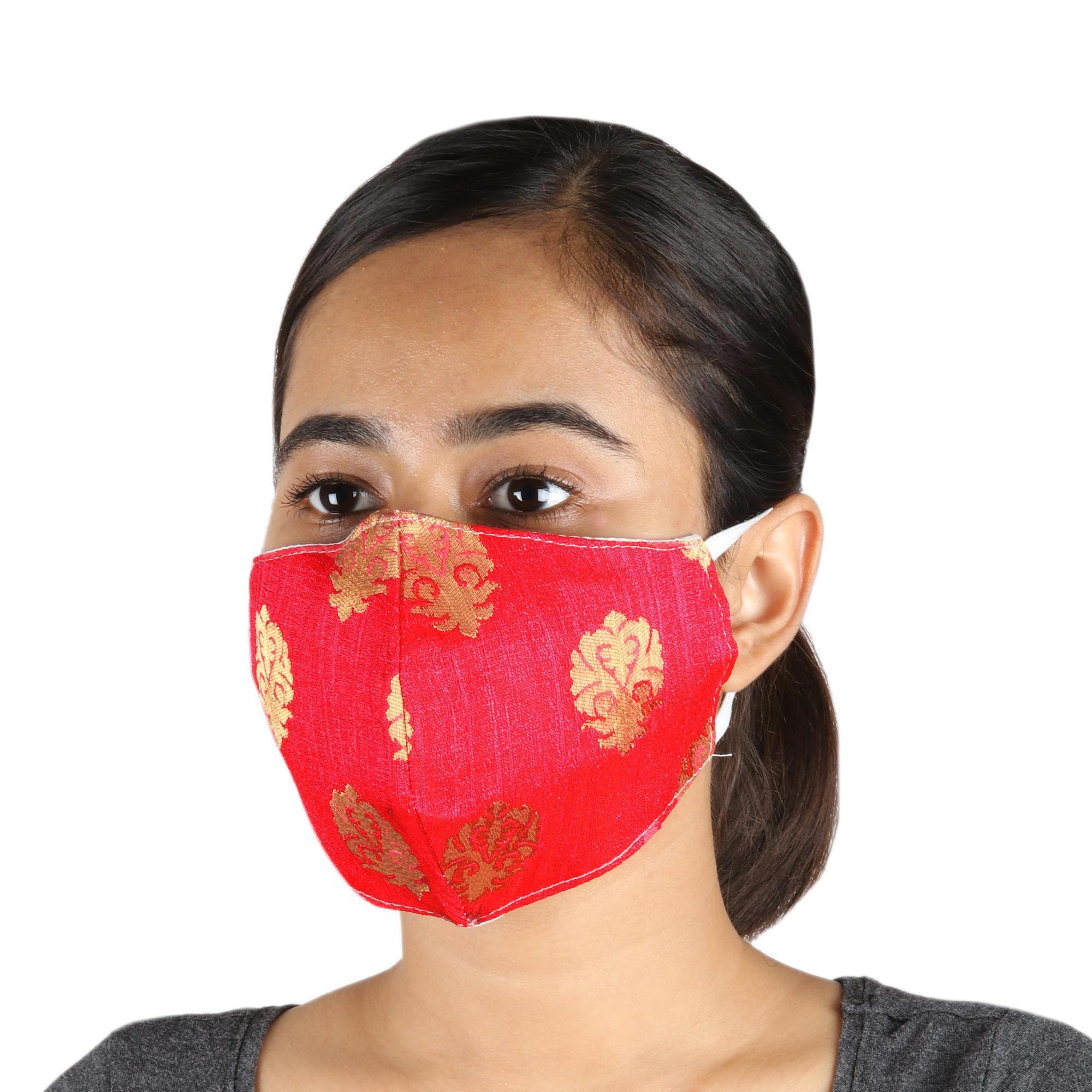 UNICEF Market | Artisan Handmade Golden Brocade Face Masks from India ...