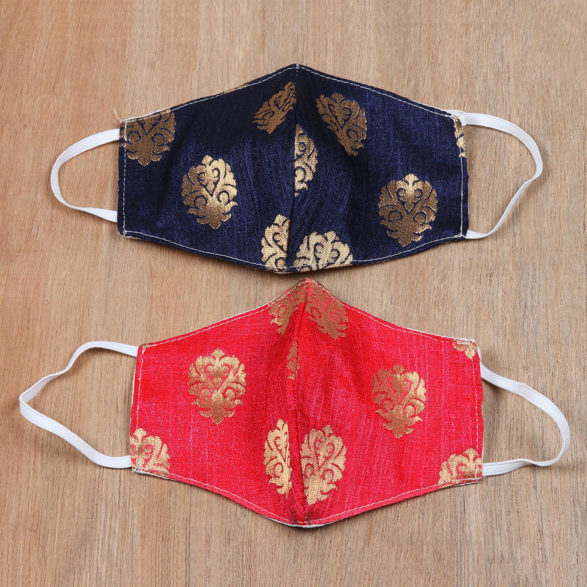 UNICEF Market | Artisan Handmade Golden Brocade Face Masks from India ...