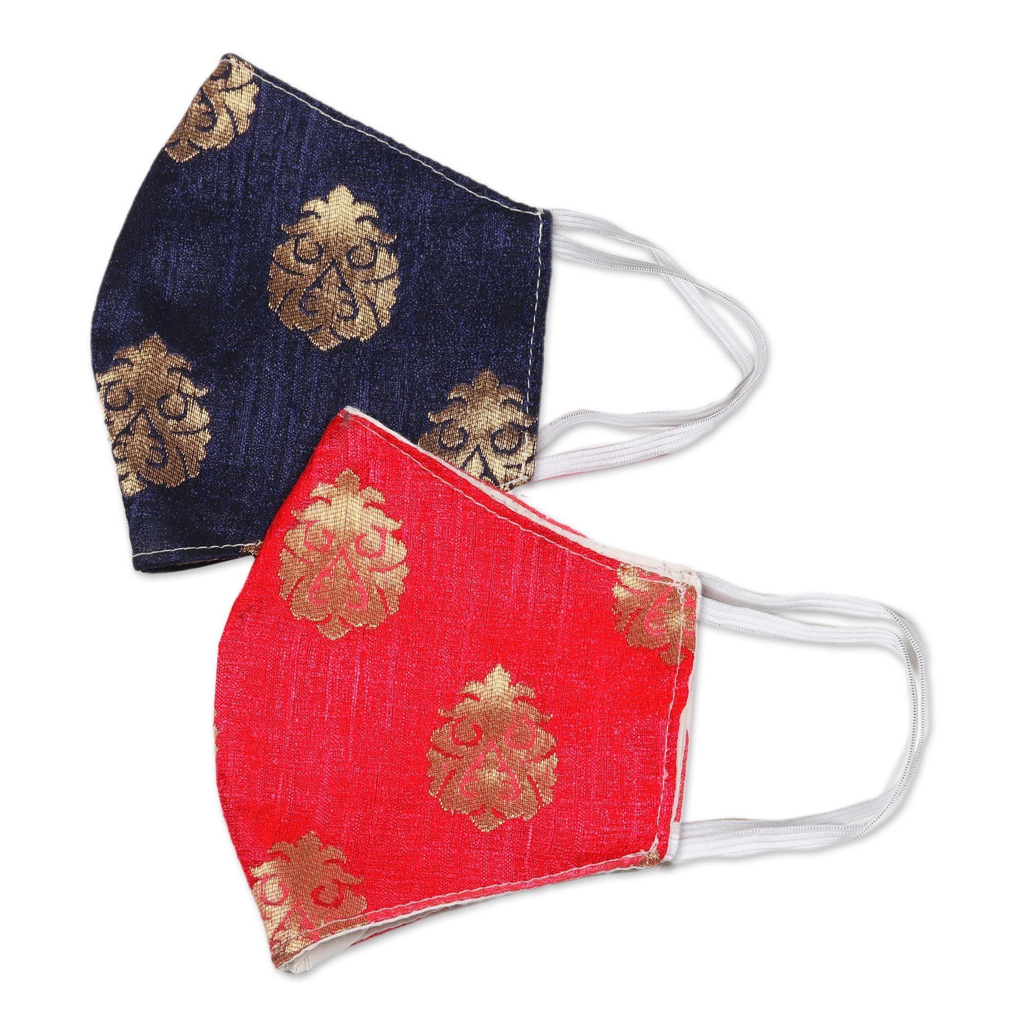 UNICEF Market | Artisan Handmade Golden Brocade Face Masks from India ...