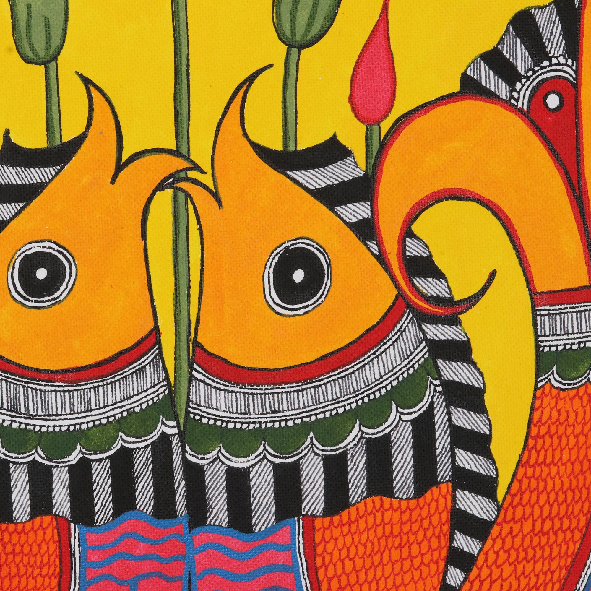 UNICEF Market | Colorful Madhubani Painting with Fish Motif - Fish Union