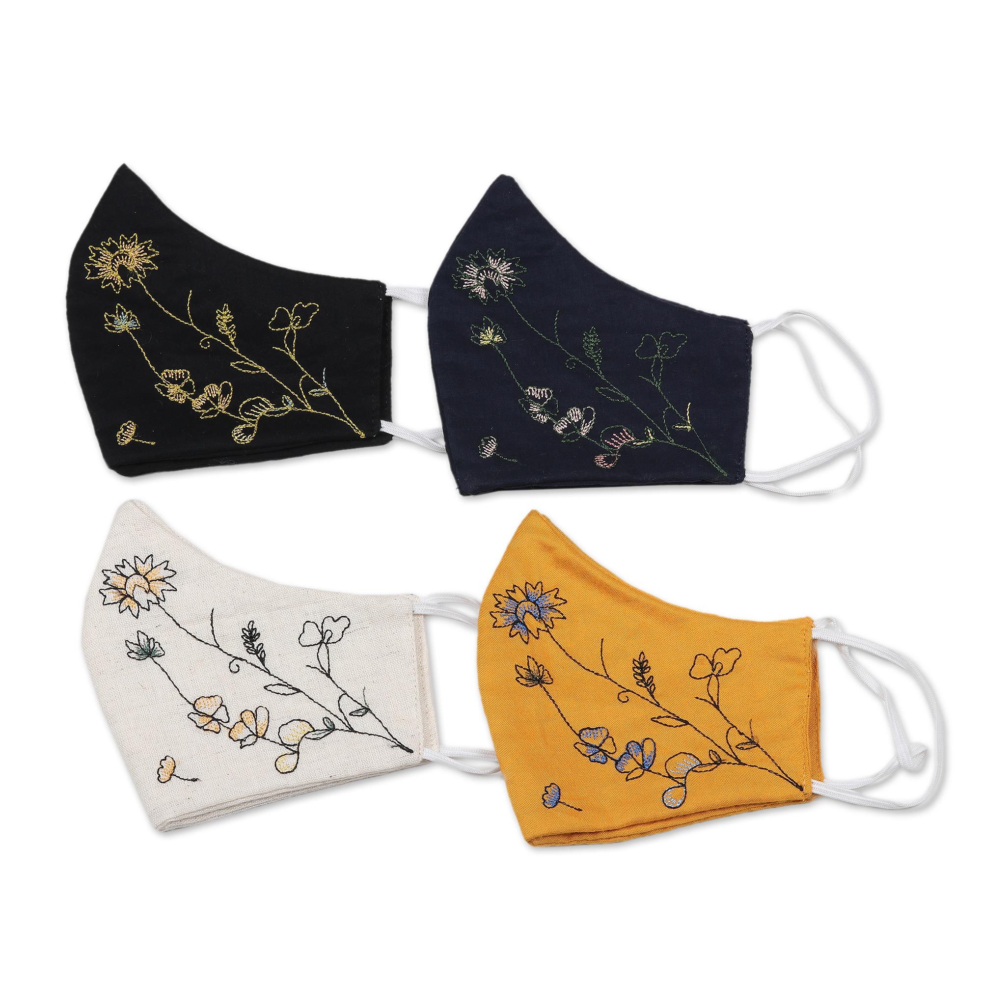 UNICEF Market | Set of 4 Reusable Triple Layer Floral Face Masks ...