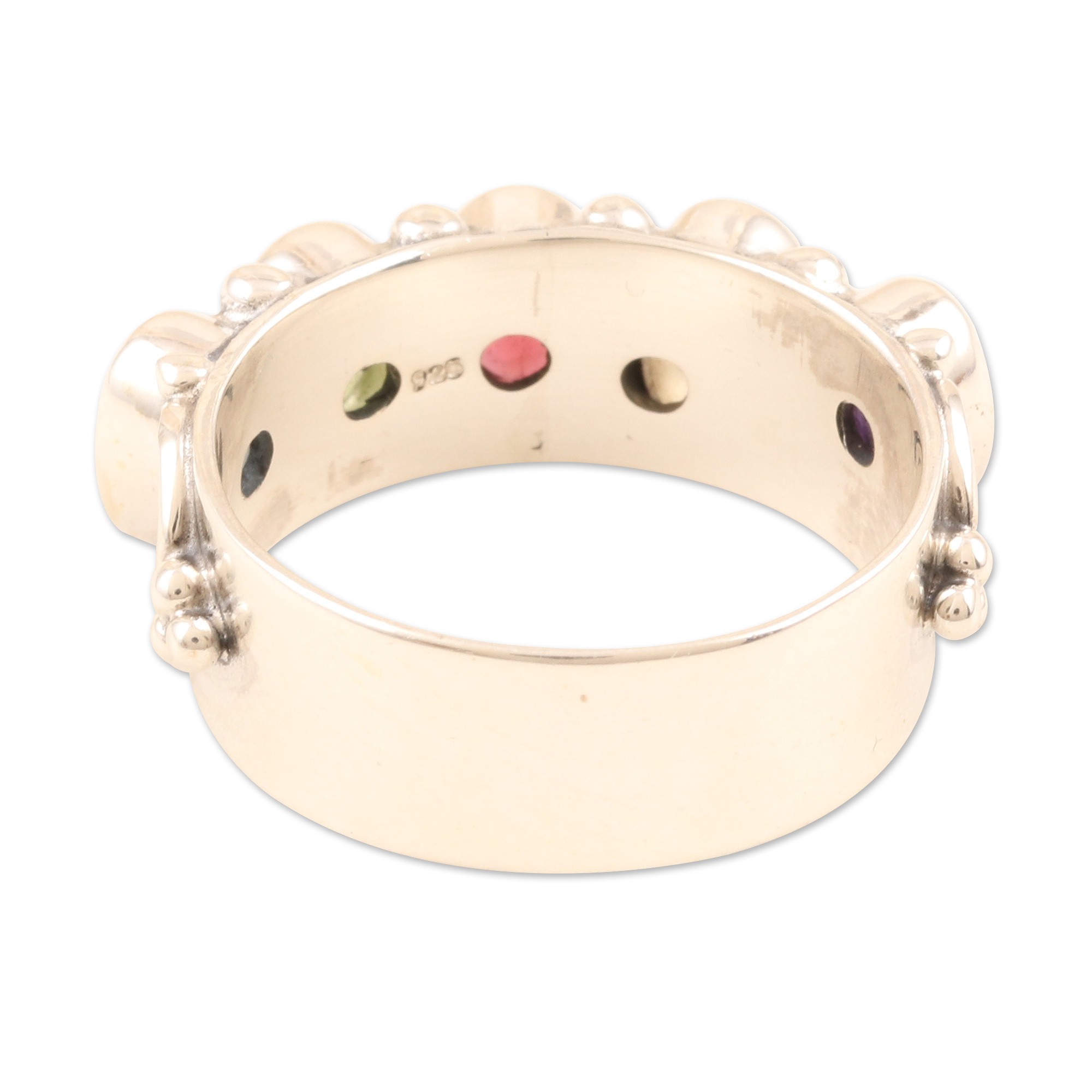 Faceted Multi Gemstone Sterling Silver Cocktail Ring - Rainbow Beauty | NOVICA