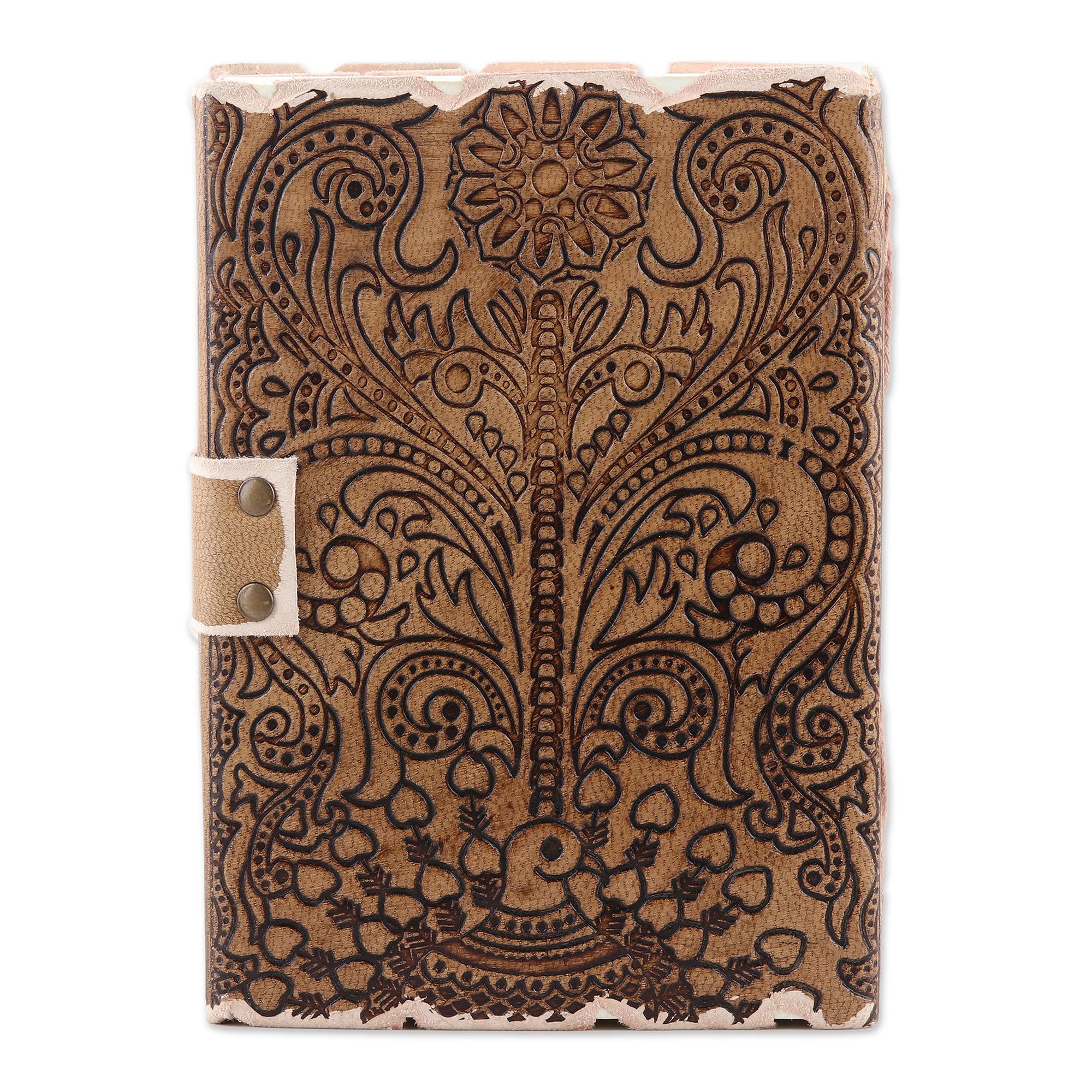 UNICEF Market | Embossed Cotton and Leather Peacock-Motif Journal ...