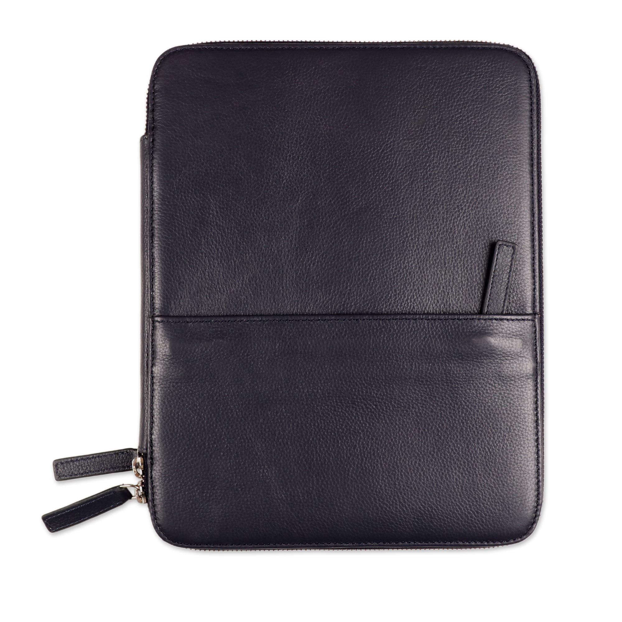 UNICEF Market | Handcrafted Navy Blue Leather Traveling Office Case ...