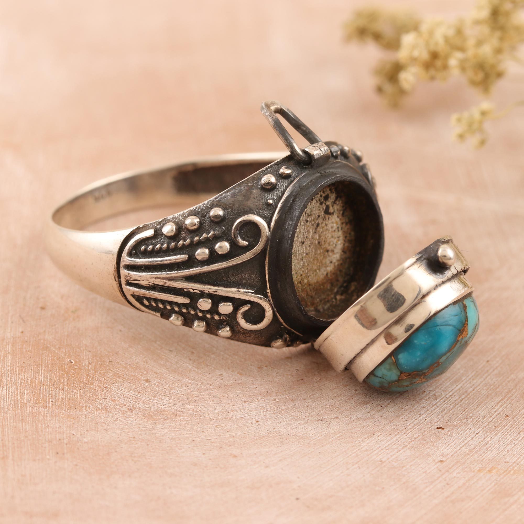 Men's Sterling Silver Locket Ring from India - Your Secret | NOVICA