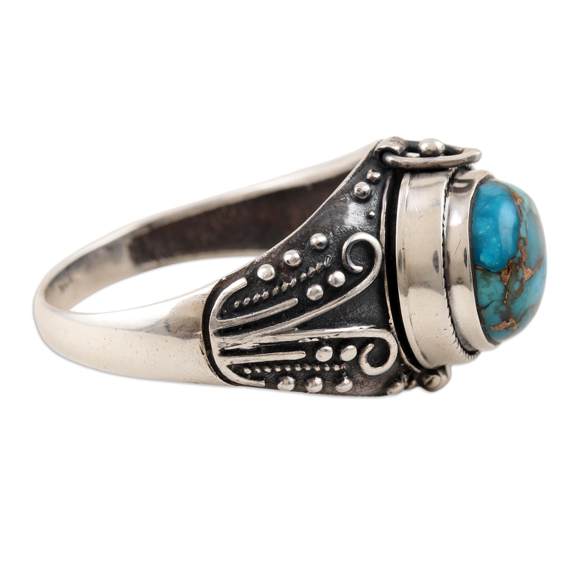 Men's Sterling Silver Locket Ring from India - Your Secret | NOVICA