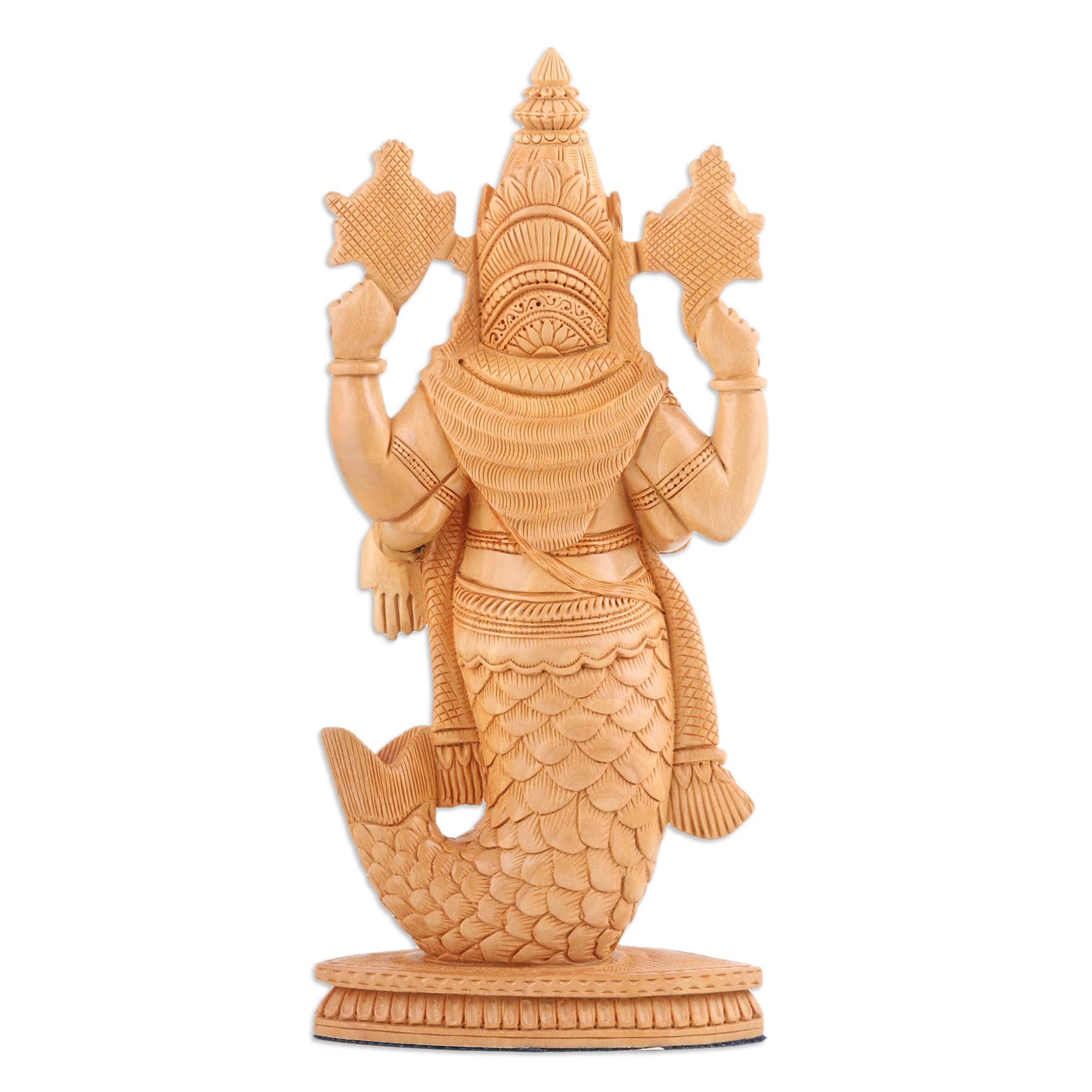 Wood Sculpture of God Vishnu as A Fish Hand-Carved in India - Vishnu as ...