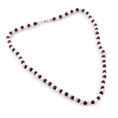 Moonstone and Natural Garnet Beaded Necklace from India - Crimson ...