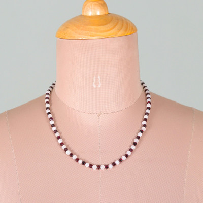 Moonstone and Natural Garnet Beaded Necklace from India - Crimson ...