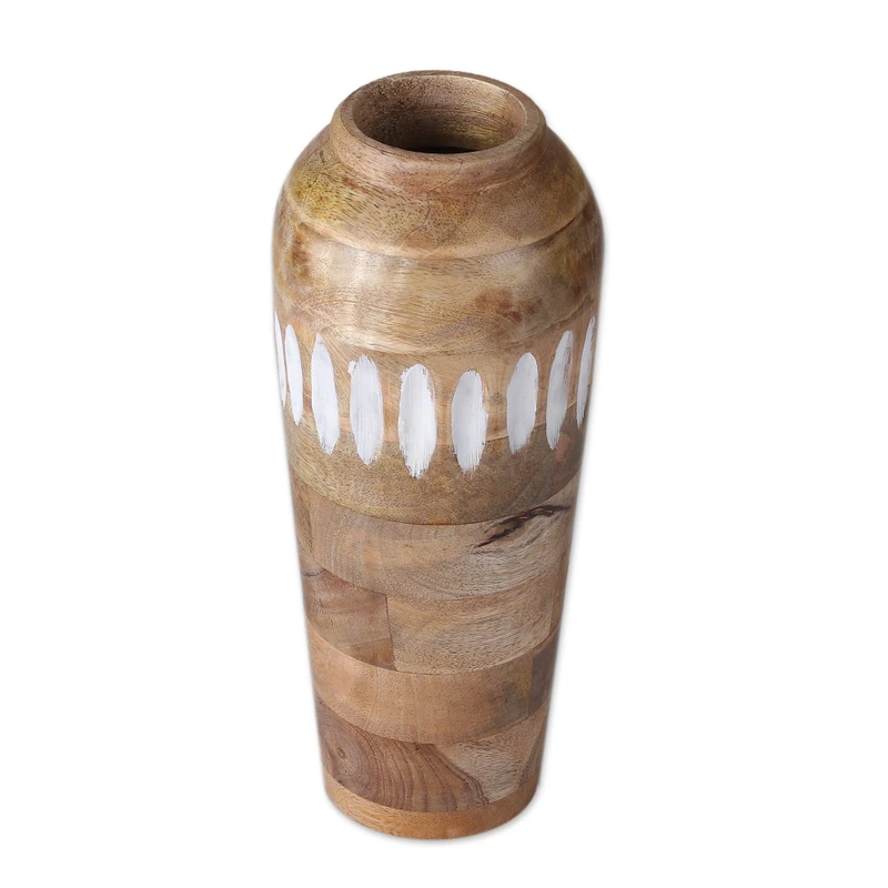 Classic Hand-Carved Natural Brown Mango Wood Decorative Vase - Classic ...