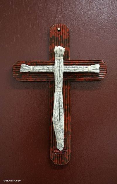 Recycled paper crucifix - Christ on the Cross | NOVICA