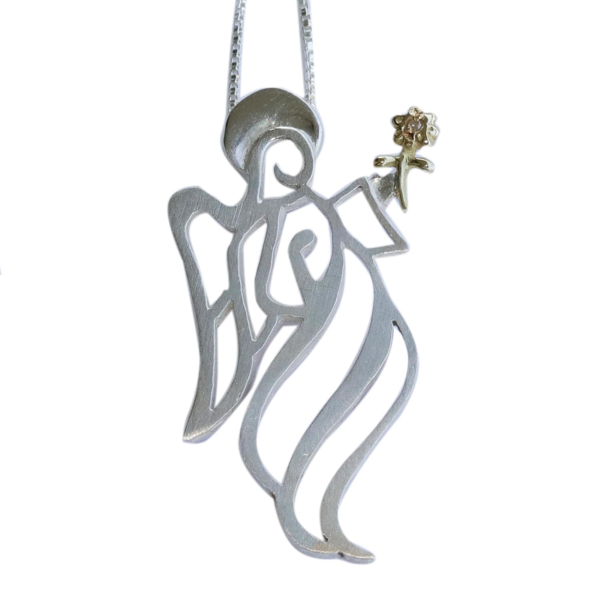 UNICEF Market | Gold Accented Sterling Silver Pendant Angel Necklace ...