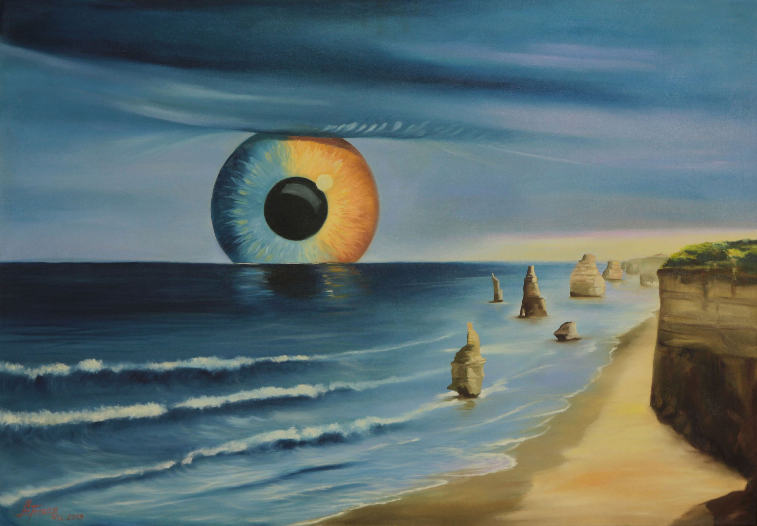 Surreal Brazilian Beach Painting - Beach of the 12 Apostles | NOVICA