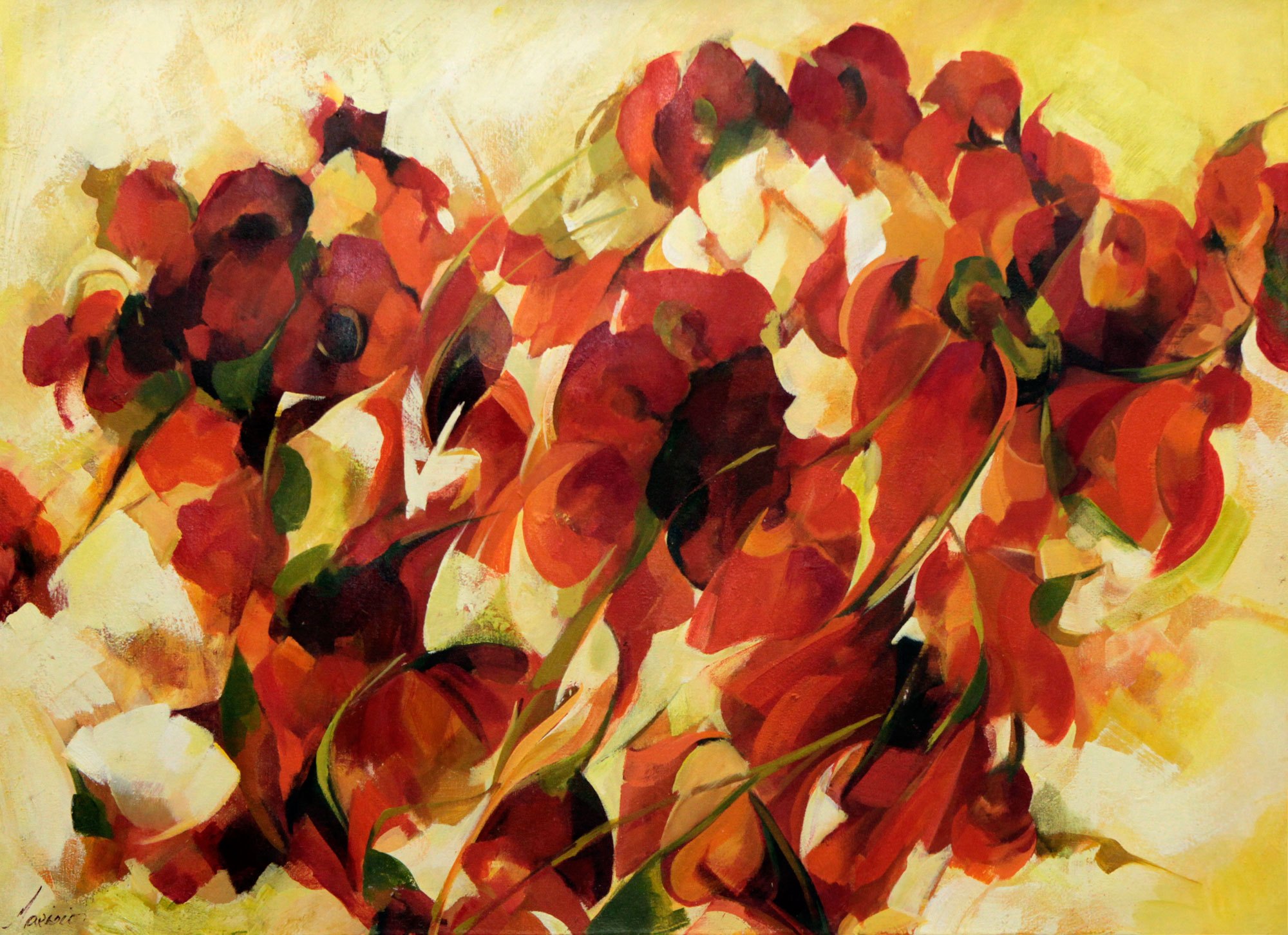 Expressionist Flower Painting from Brazil - The Butterflies | NOVICA