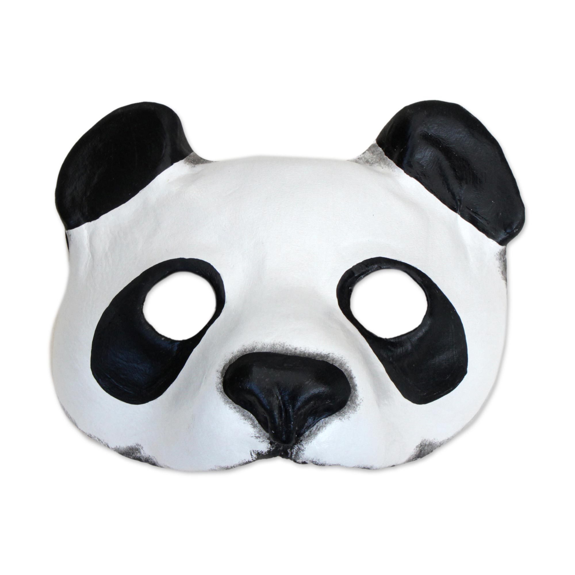 Handcrafted Leather Panda Mask from Brazil - Panda Face | NOVICA