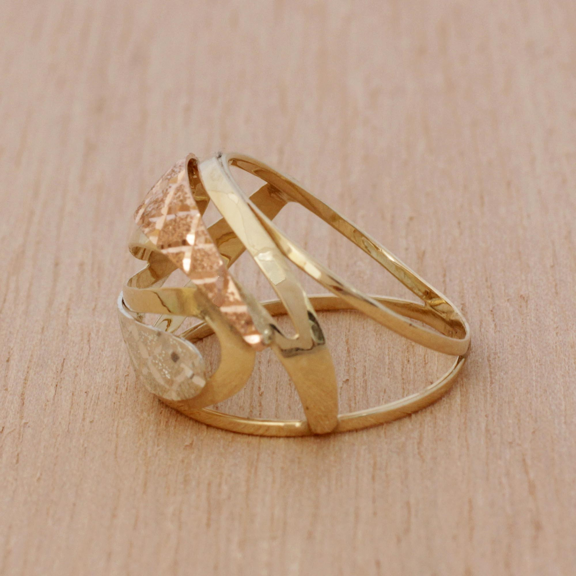 UNICEF Market | Wavy Tricolor 10k Gold Cocktail Ring from Brazil ...